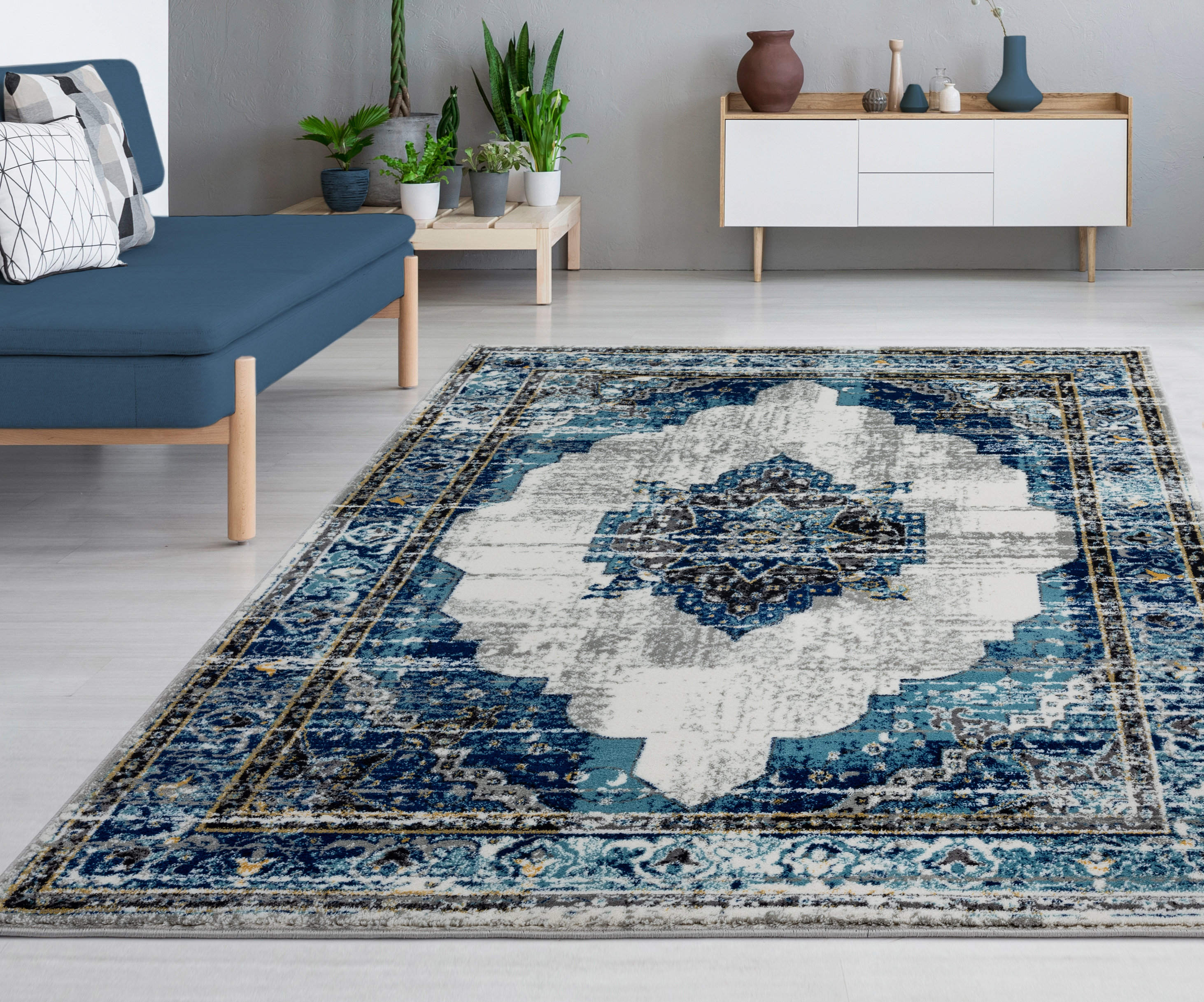Canora Grey Clinchport Oriental Blue Area Rug - Wayfair Canada