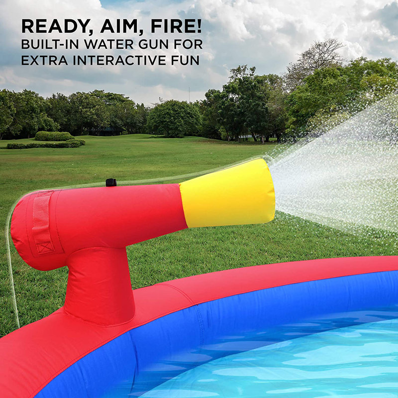 Sunny & Fun Deluxe 12.46' x 17.05' Inflatable Water Slide with Air ...
