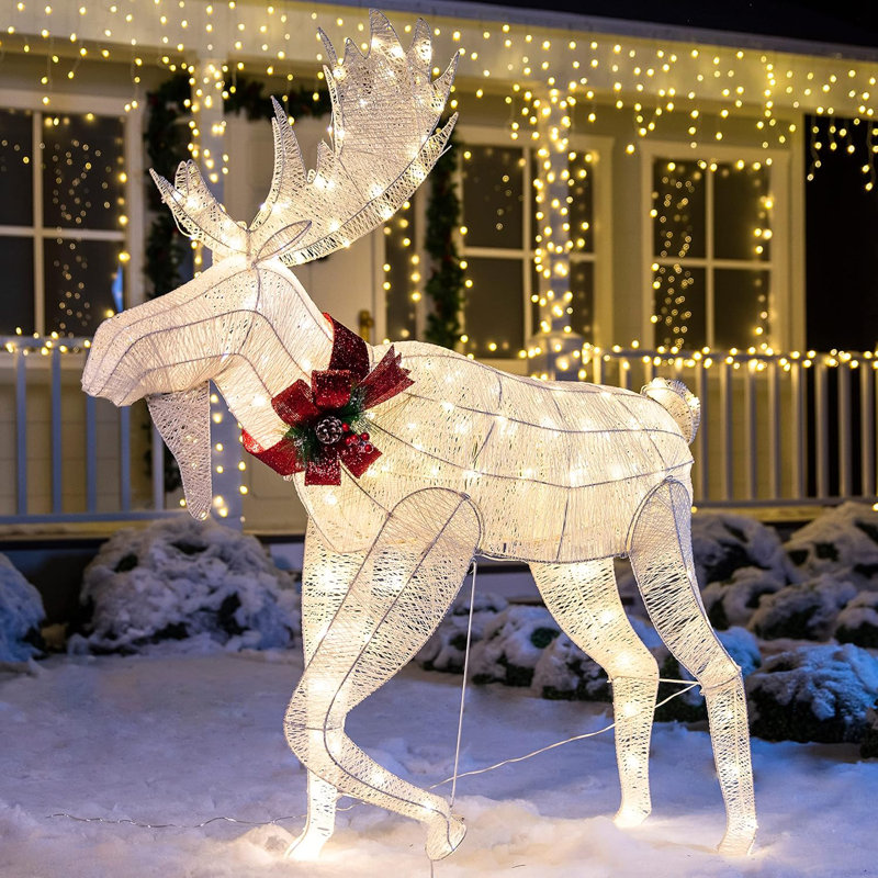 One Allium Way® Moose Christmas Decoration, 160 LED Lighted Christmas ...