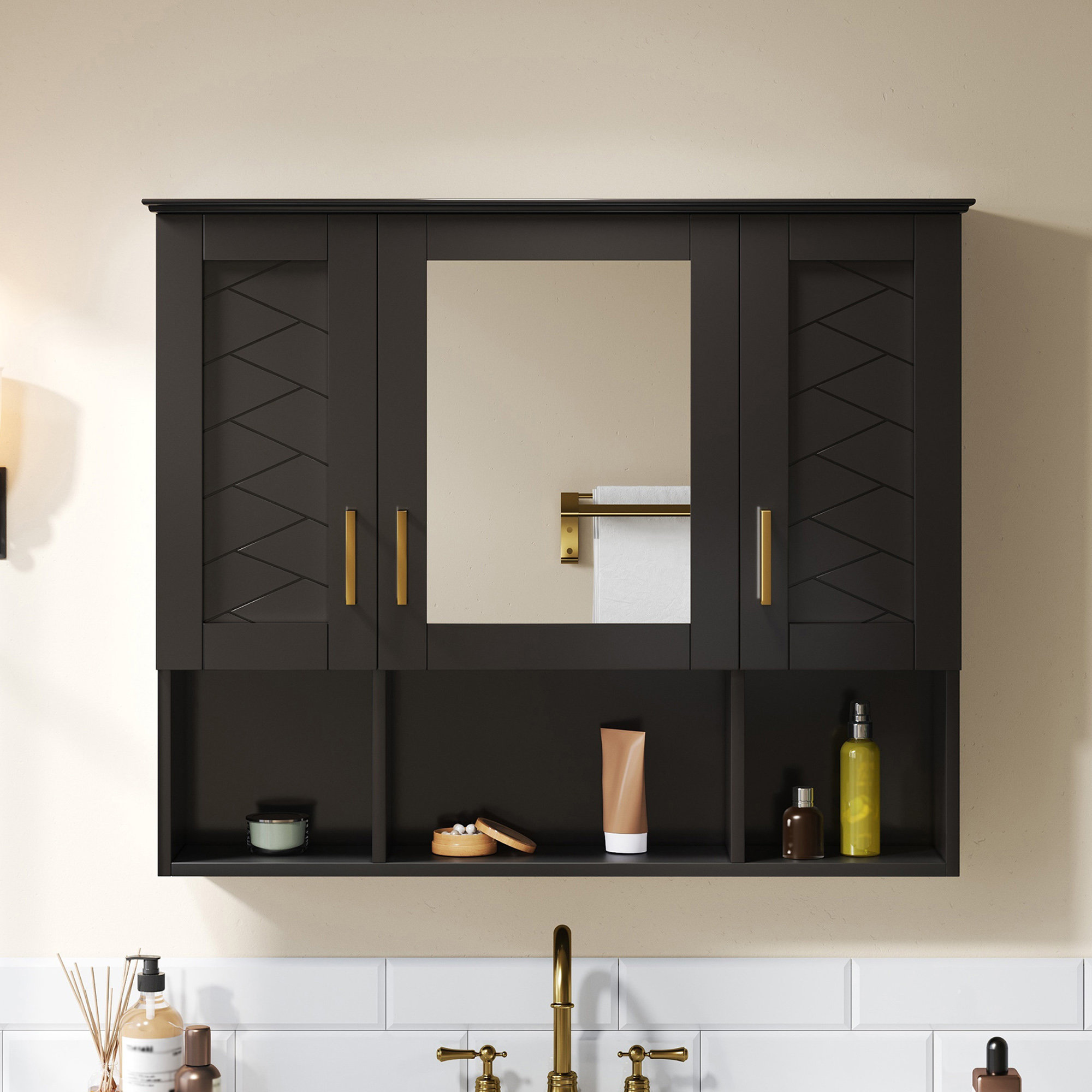 Ebern Designs 35‘’ Bathroom Storage Cabinet With High-Define Mirror ...