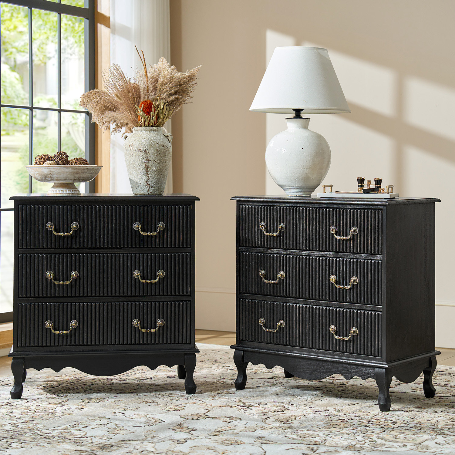 Alcott Hill® Gulfasa Transitional 28"W 3-Drawer Solid Wood Fluted Chest ...