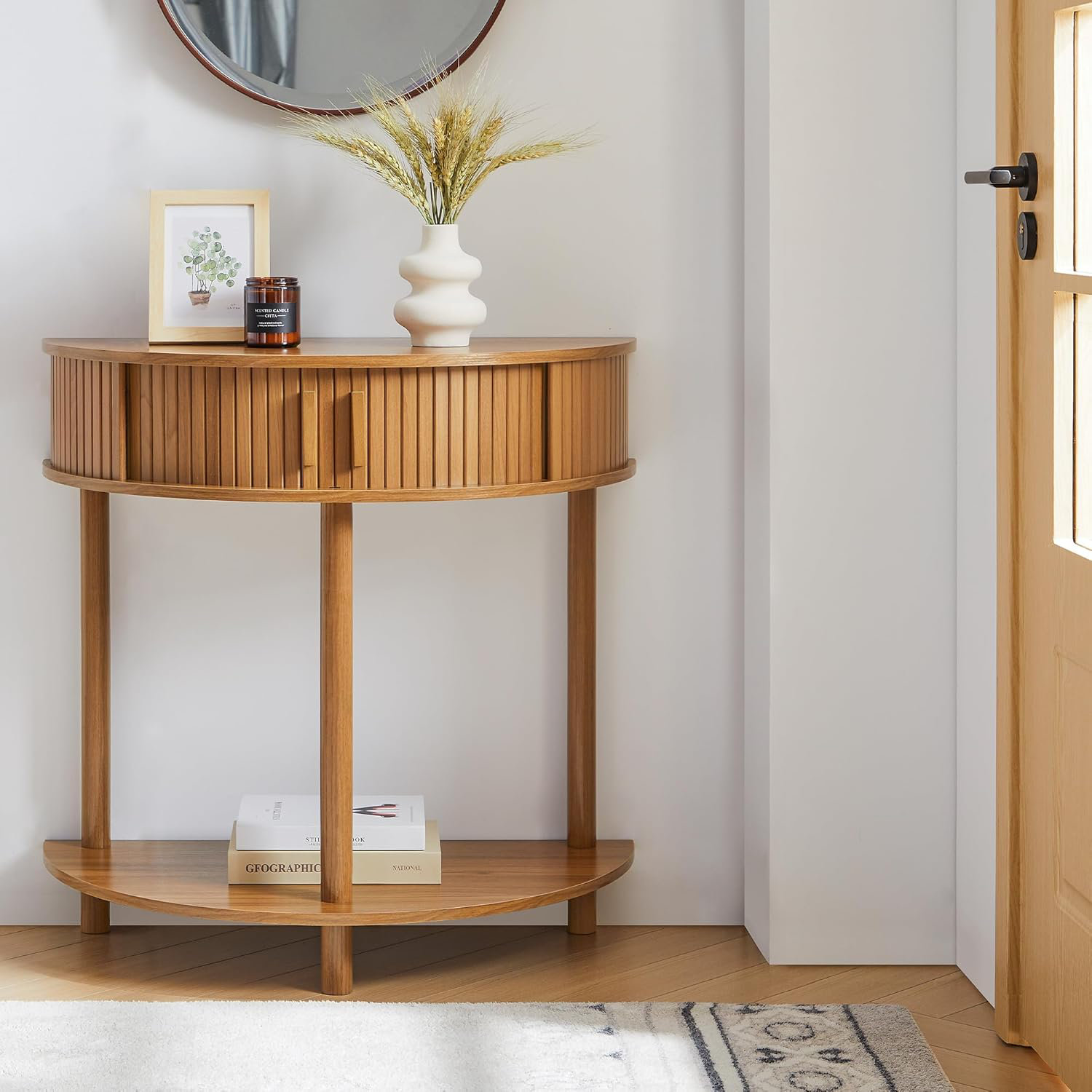 Corrigan Studio® Entryway Table, Half Moon Fluted Console Tables With ...