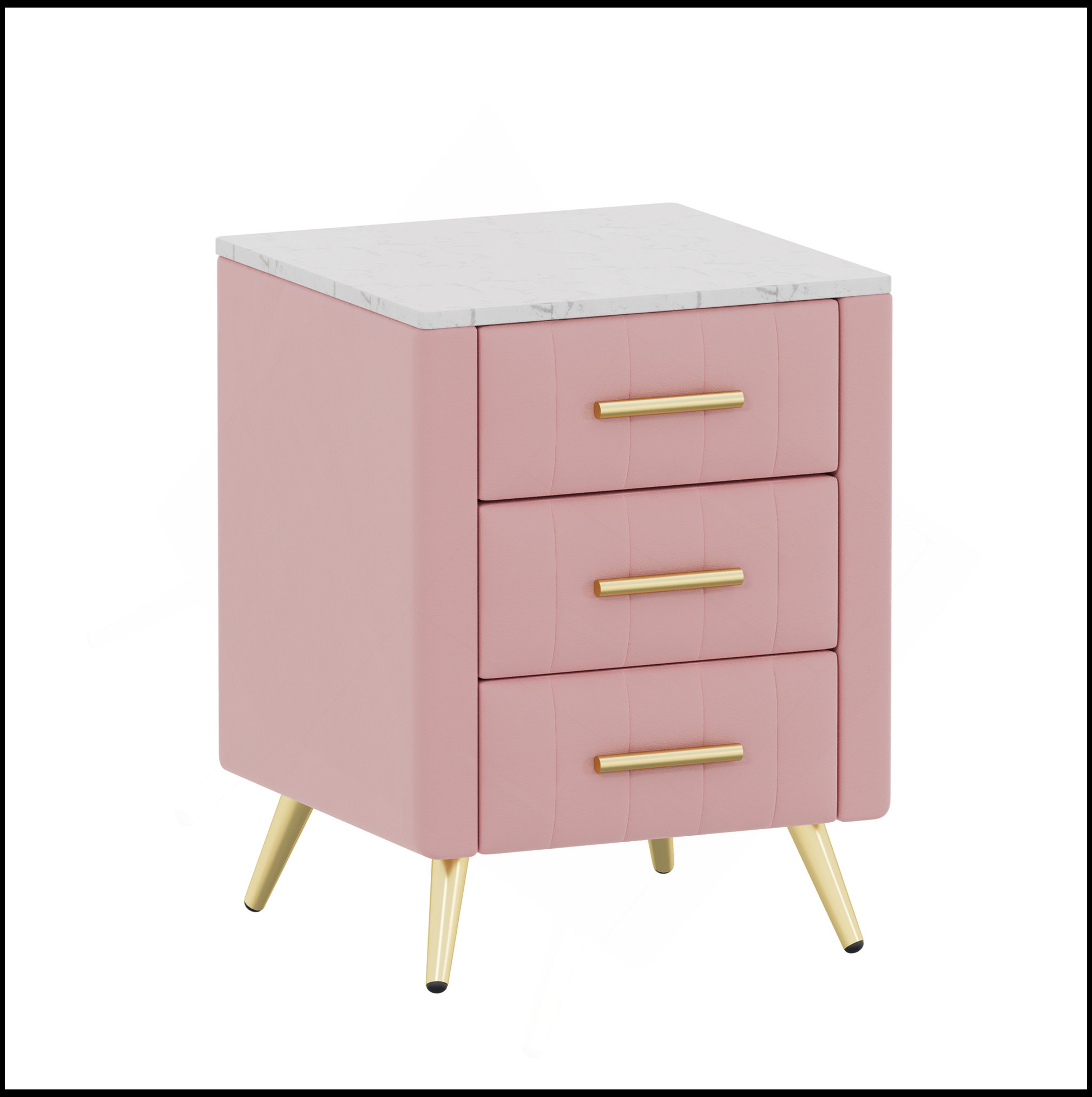 Red Barrel Studio Upholstered Nightstand With 3 Drawers And Metal Legs ...