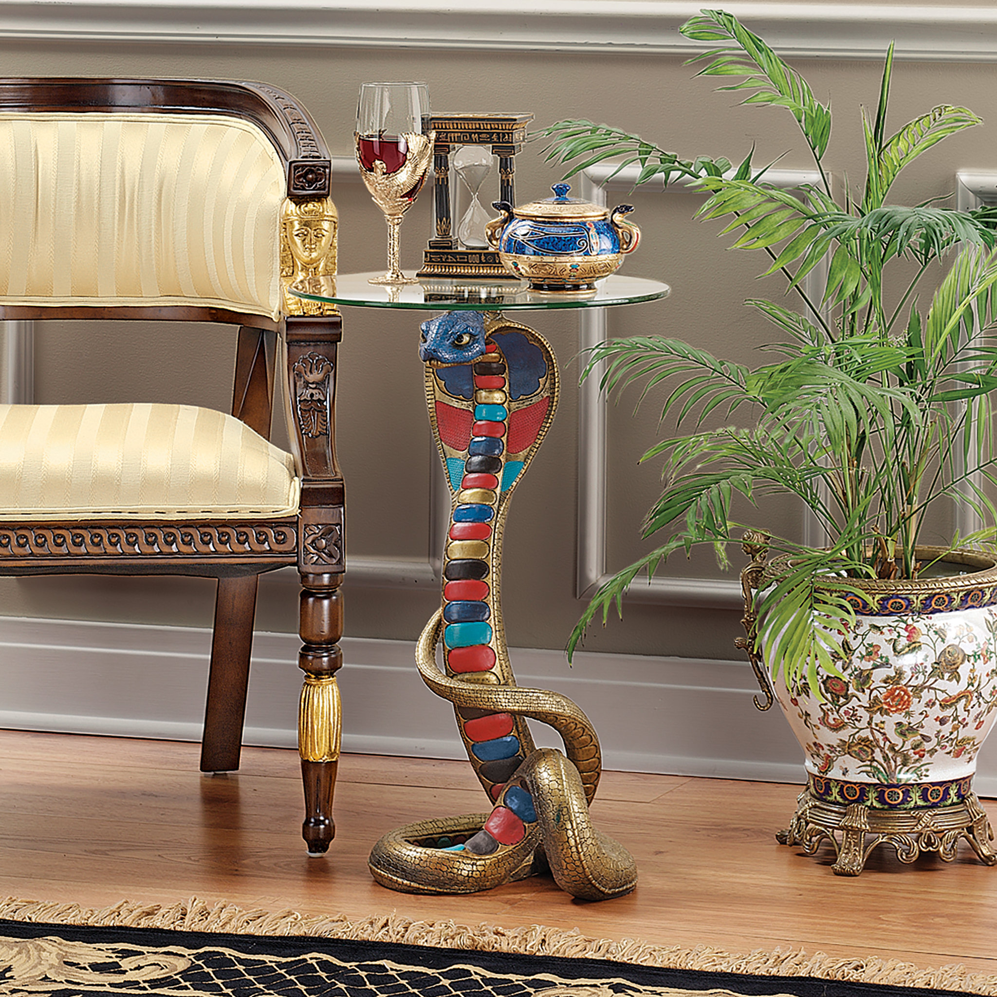 Design Toscano Renenutet Egyptian Cobra Figurine End Table & Reviews ...