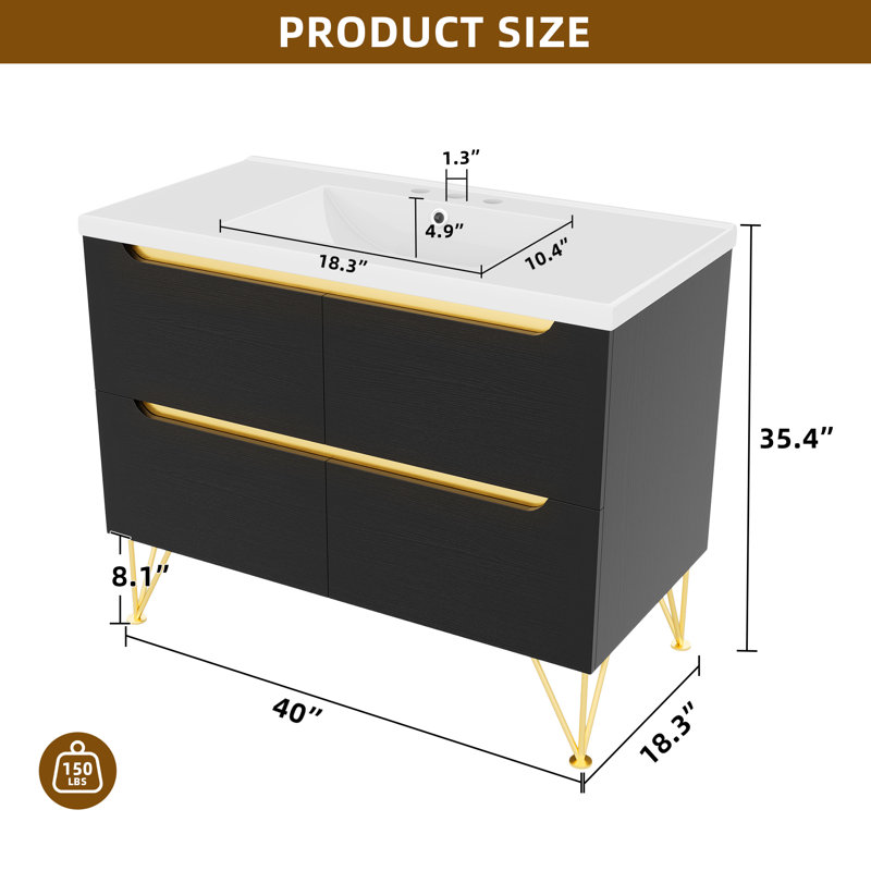 Balconera 40" Single Bathroom Vanity With 4 Drawer | Wayfair