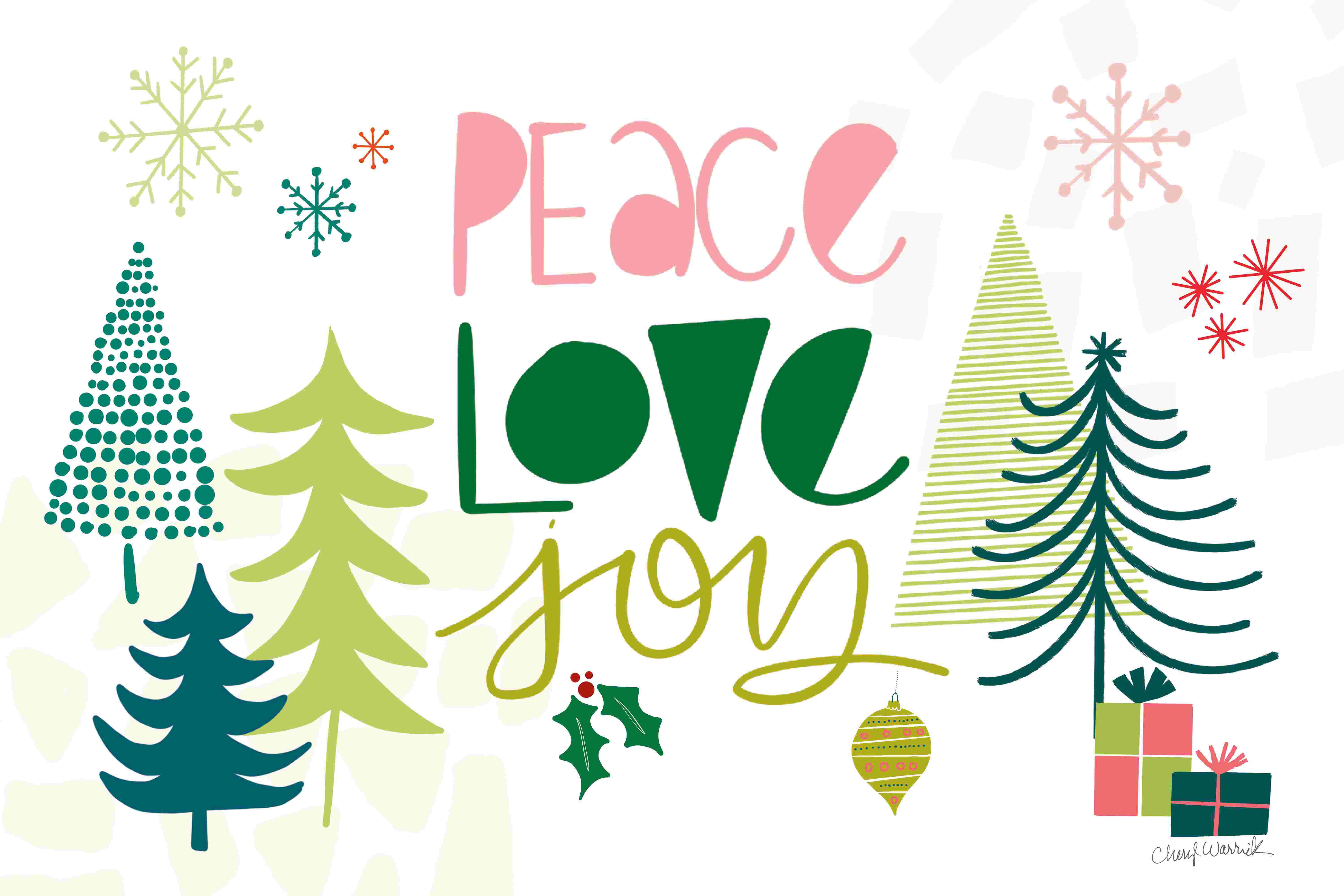 The Holiday Aisle® Peace Love Joy I by Cheryl Warrick Wrapped Canvas ...