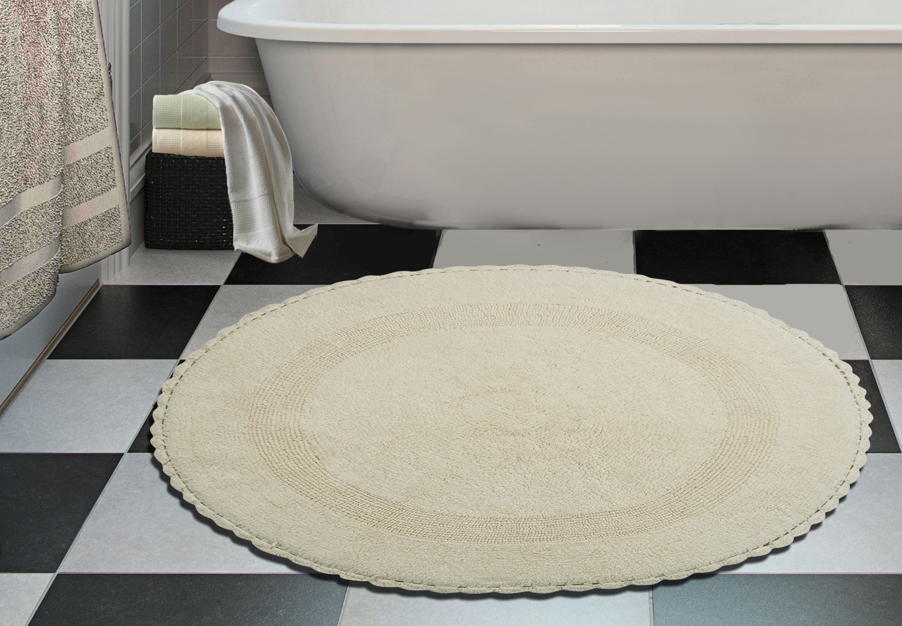 Latitude Run® Jarris Soft Circle 100% Cotton Reversible Bath Rug ...