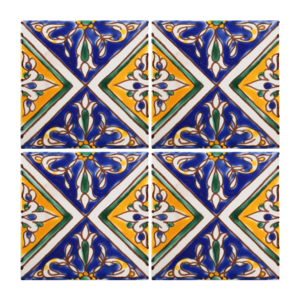 Casablanca Market Mediterranean 4'' x 4'' Hand Painted Ceramic ...