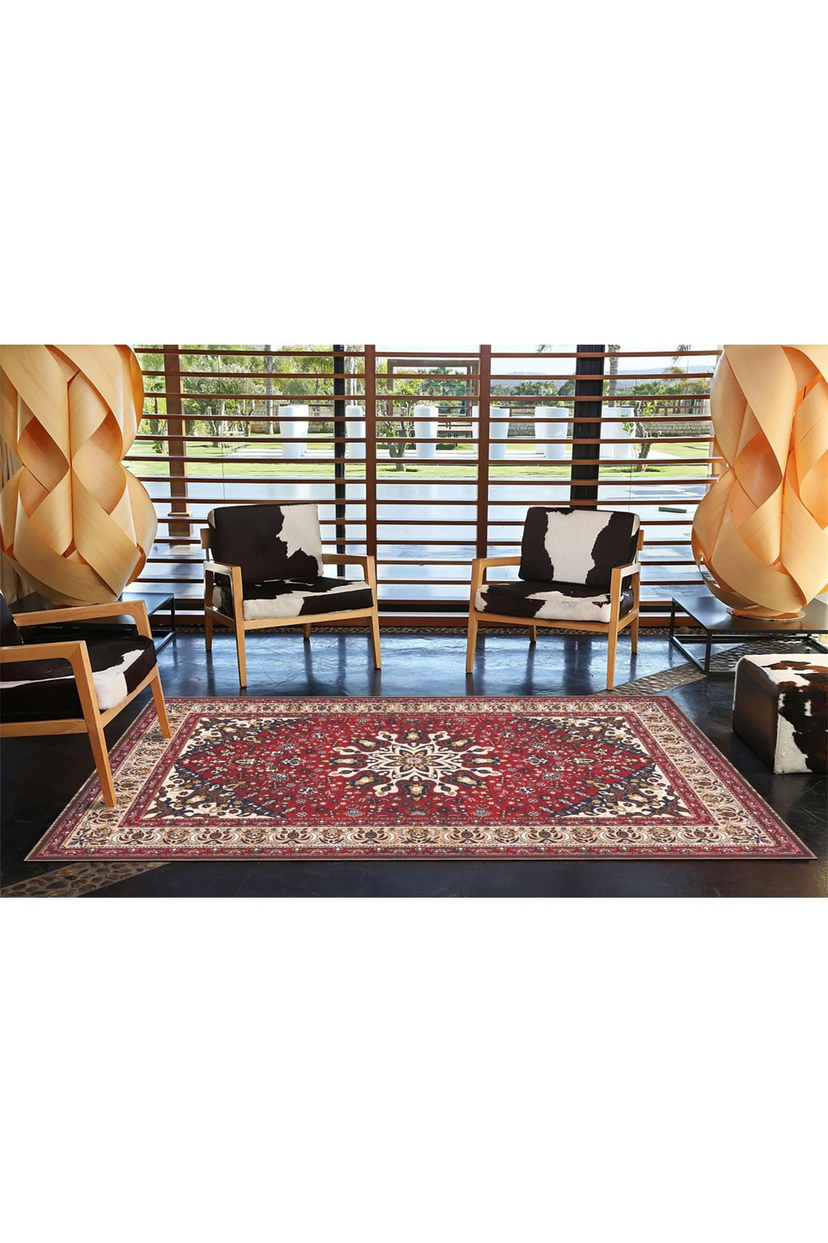 Bloomsbury Market Traditional Red Carpet Woven Base Washable Rug ...