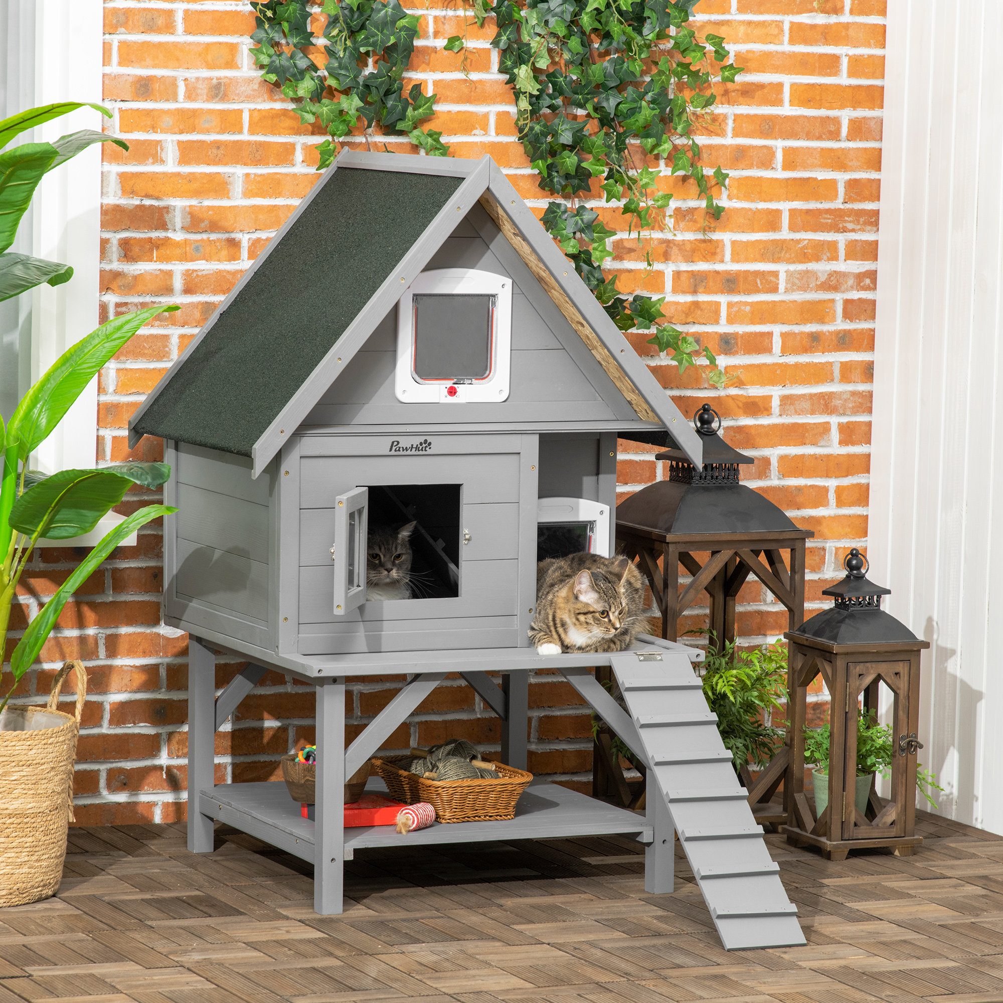 Tucker Murphy Pet™ 48" Creameans Weatherproof Cat Condo | Wayfair