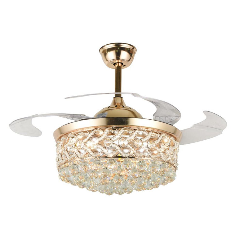 House of Hampton® 42'' Dericka 4-Blade LED Crystal Chandelier Ceiling ...