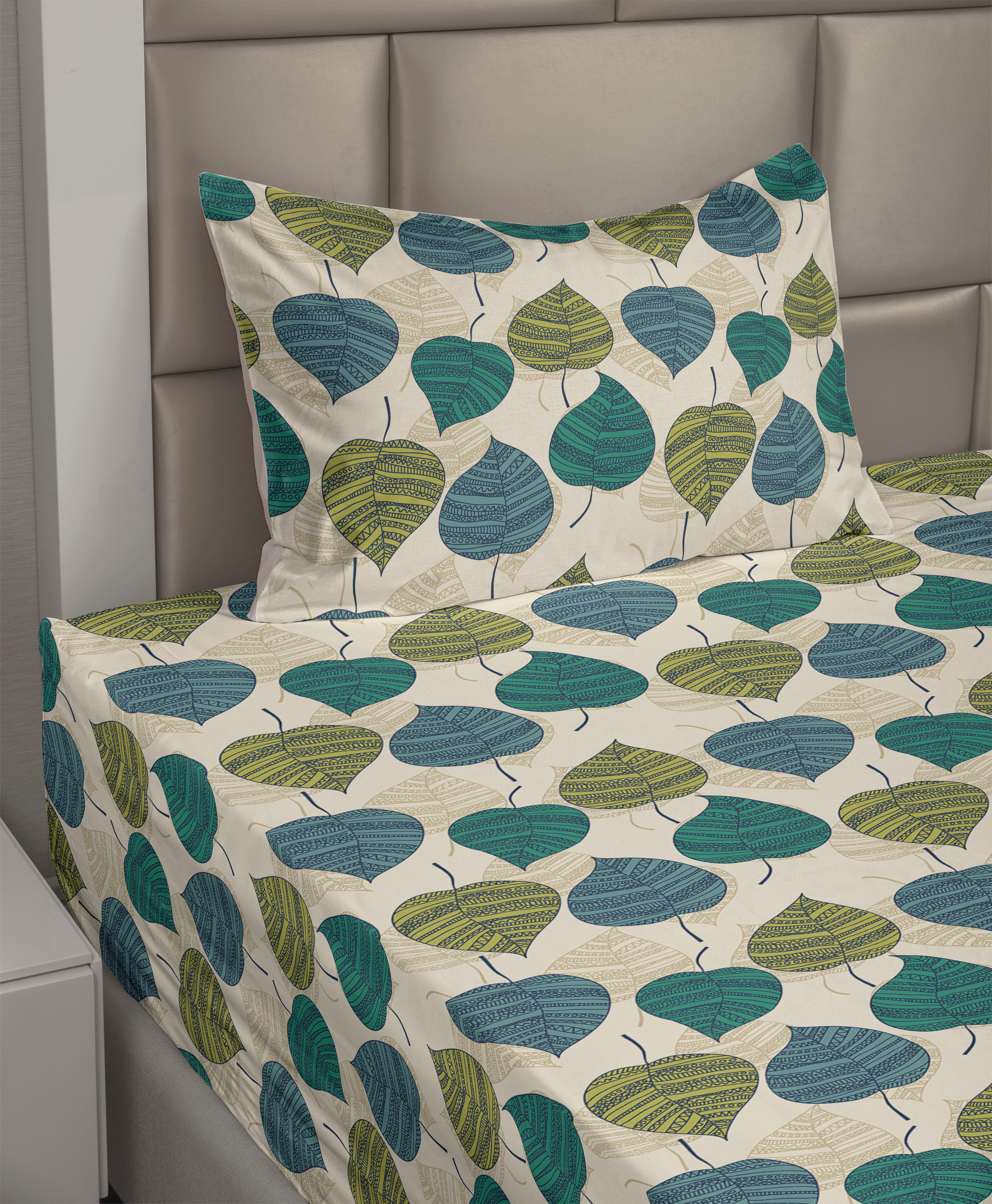 Ambesonne Forest Sheet Set Autumn Neutral Colors Art Jade Green Pale Khaki | Wayfair