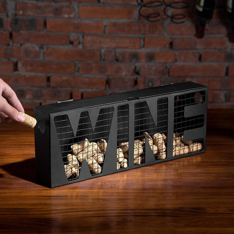 17 Stories Wall Mounted Black Metal Wine Cork Holder Decor, Decorative ...