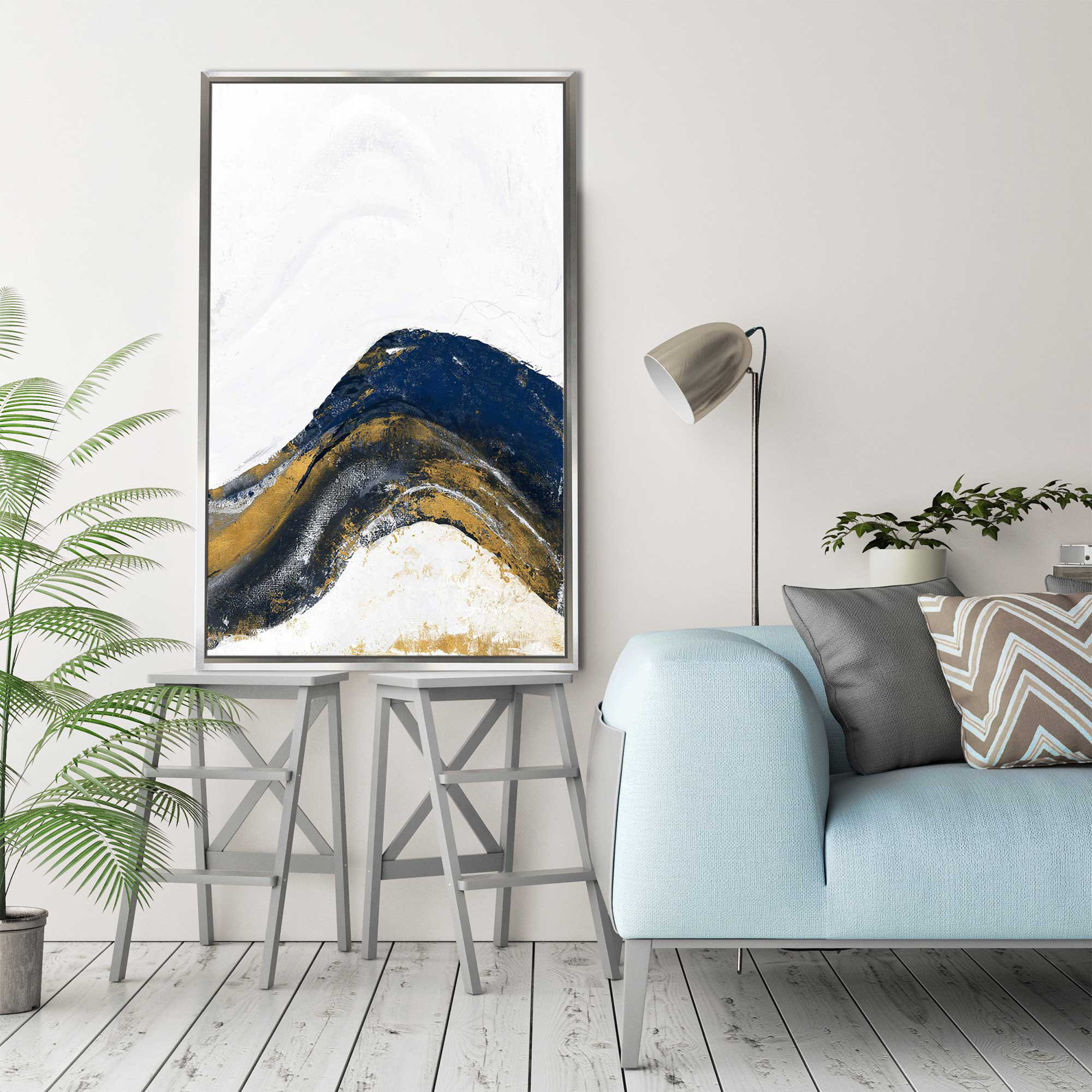 Orren Ellis 'White Marble Tierra' Framed Acrylic Painting Print On ...