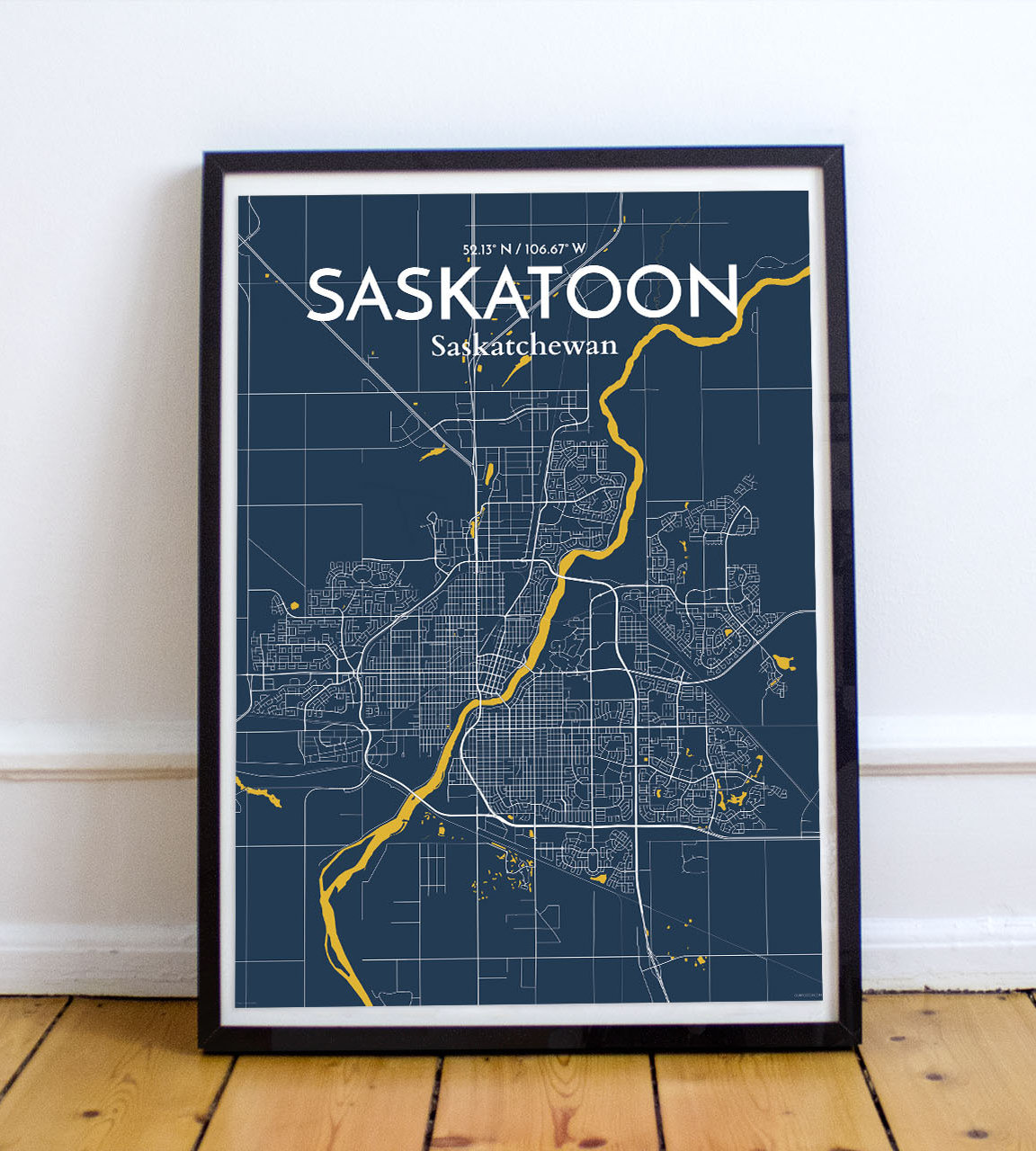 OurPoster.com 'Saskatoon City Map' Graphic Art Poster in Blue | Wayfair