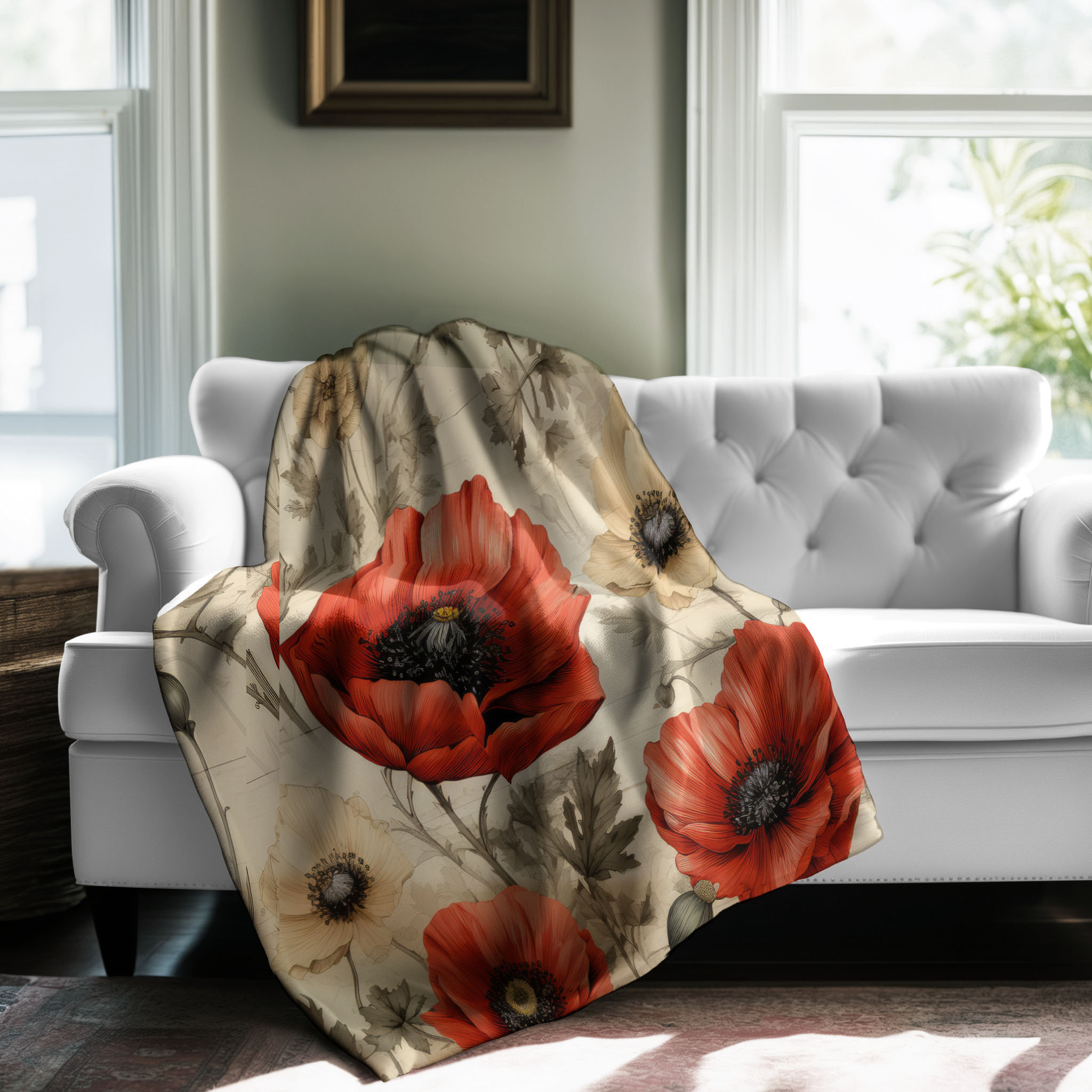 MentionedYou Crimson Poppy Medley - 1 Piece Premium Sherpa Blan Throw ...