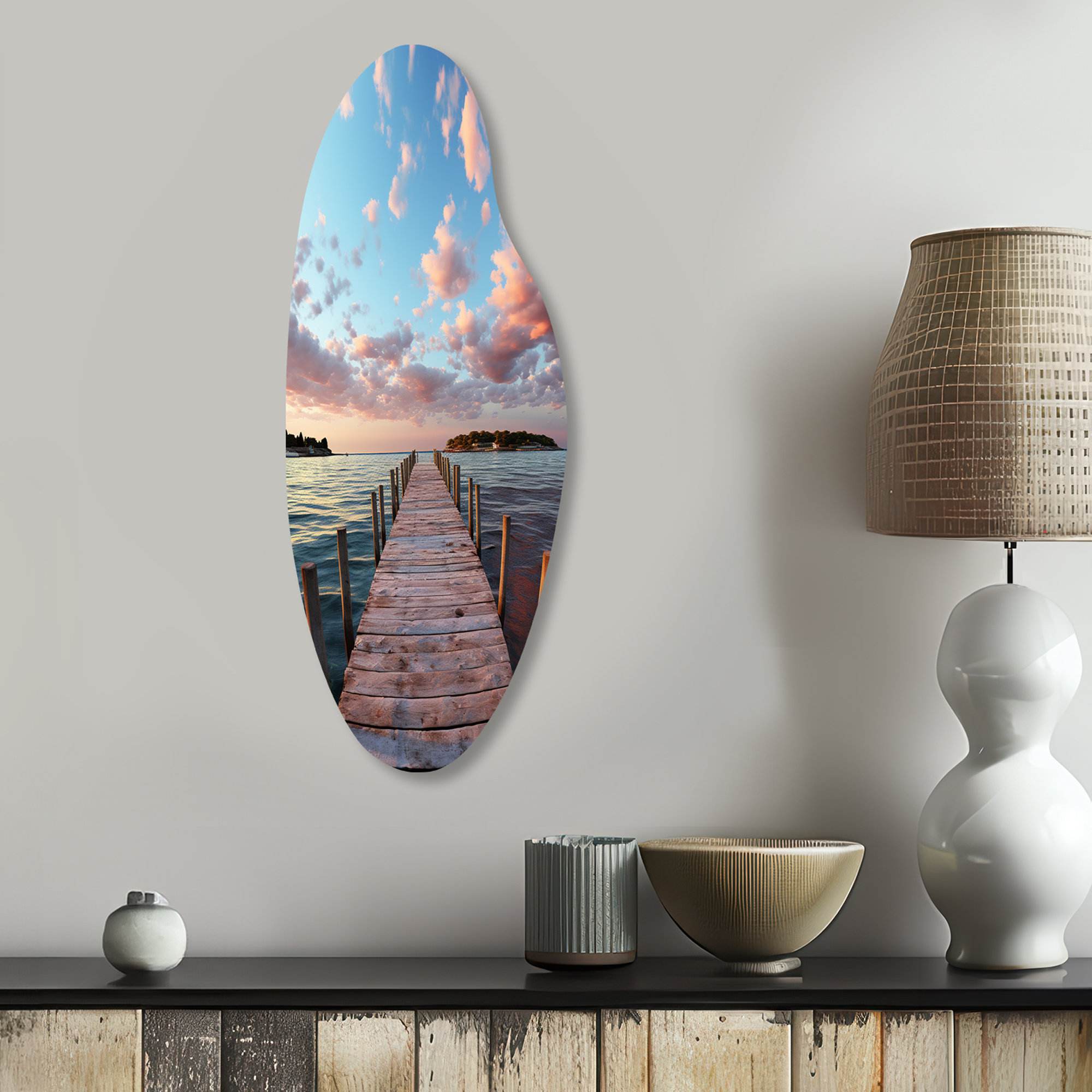 Design Art Pier And Dock Tranquil I - Coastal Pier Curved Shape ...