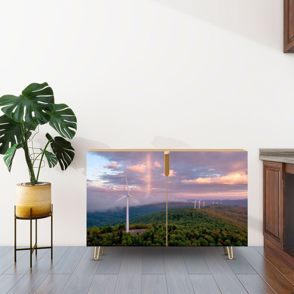 Corrigan Studio® Sideboard Buffet Cabinet with Storage Wind Turbines ...