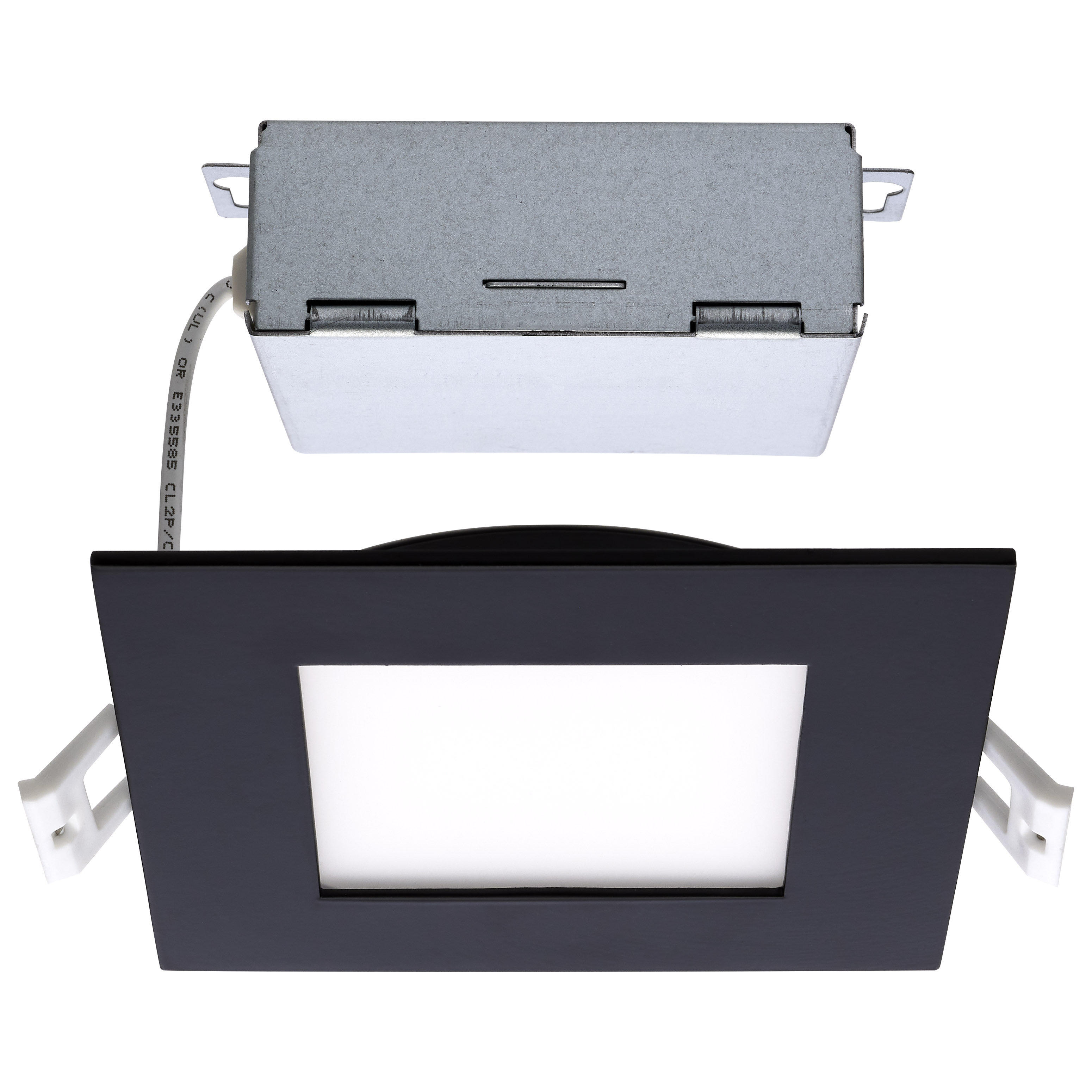 Satco 4" Black Square Shower Trim Selectable Color Temperature Dimmable ...