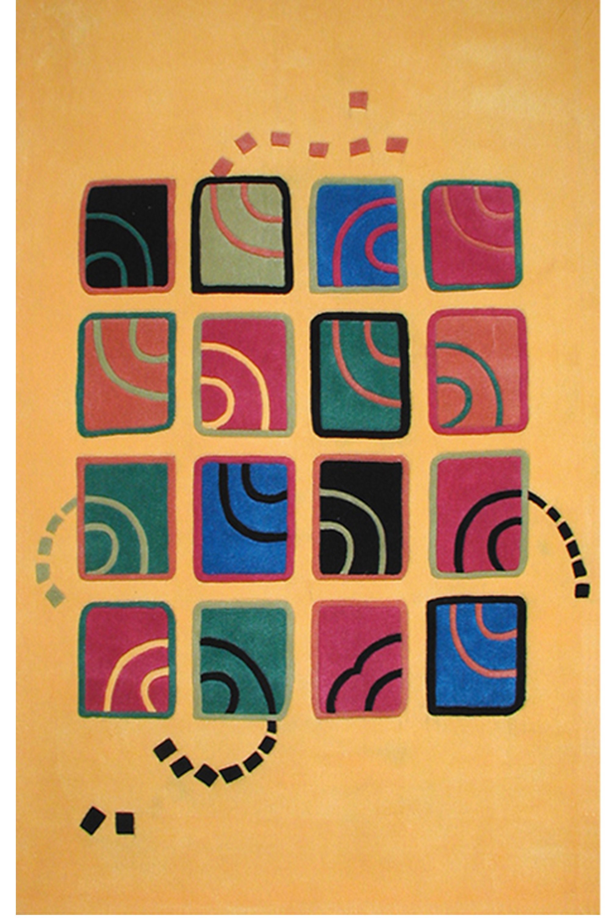 American Home Rug Co. Bright Geometric Handmade Tufted Sunny Yellow ...