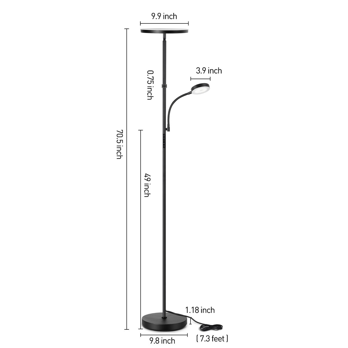 Latitude Run® Jernell 70" LED Dimmable Torchiere & Reading Floor Lamp ...