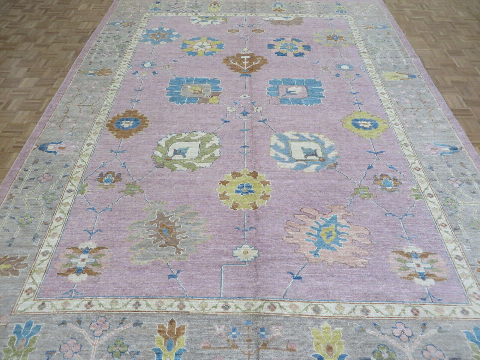 Isabelline 10'3 X 13'6 Hand Knotted Lavender Turkish Oushak Oriental ...
