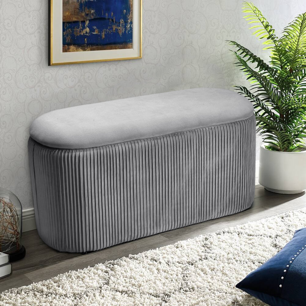 Etta Avenue Maliyah 78Cm Wide Velvet Oval Storage Ottoman & Reviews ...