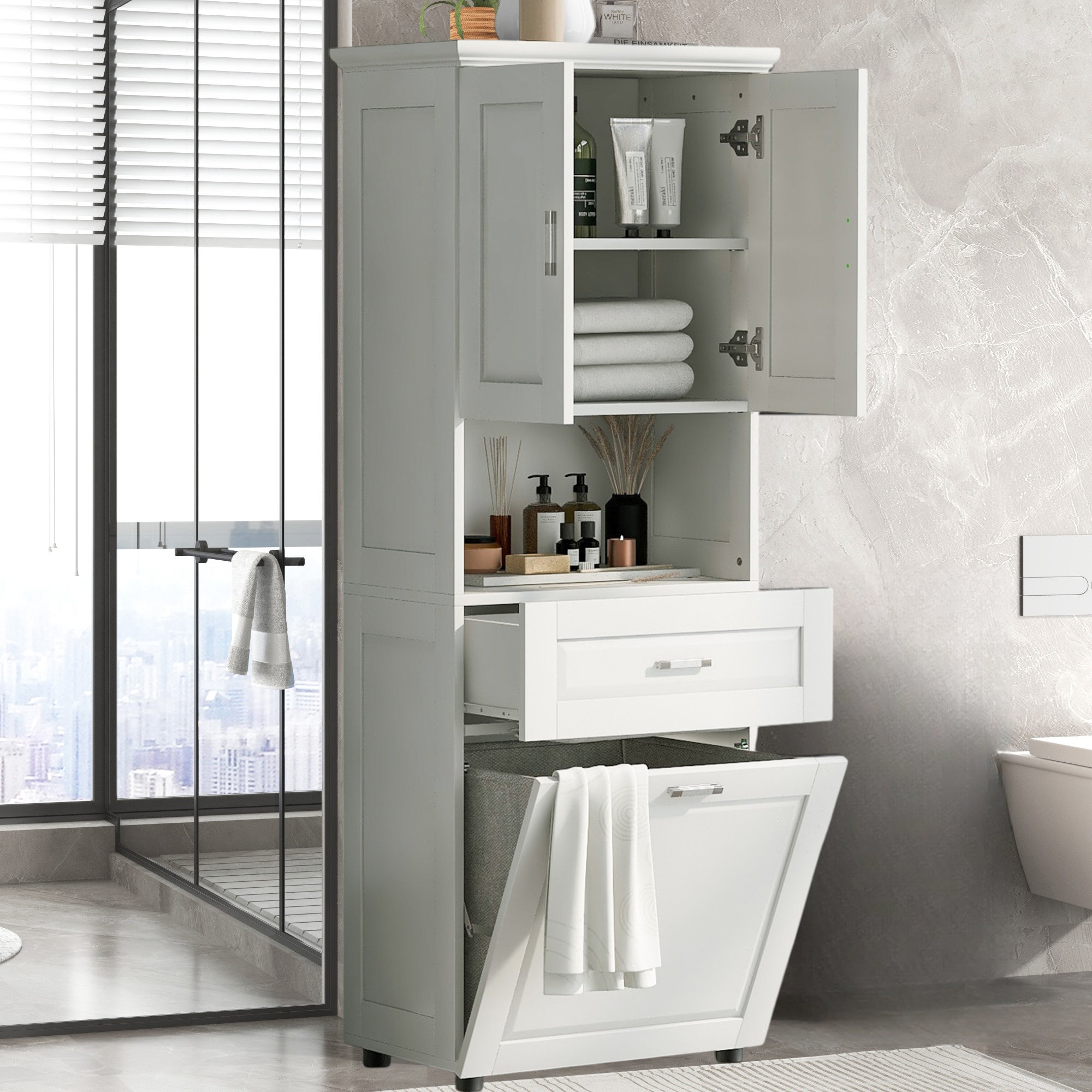 Red Barrel Studio Grande armoire de rangement pour paniers à linge avec ...