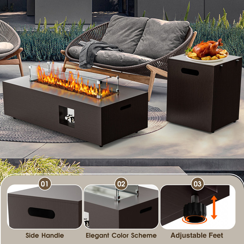 Latitude Run® Elara 12.6"H X 42"W Propane Outdoor Gas Fire Pit Table ...