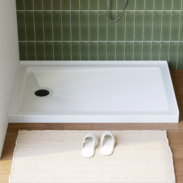 HOROW 48" x 32" White Shower Base with Drain Assembly and Drain Cover ...