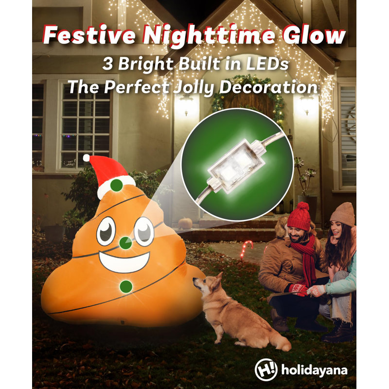 Latitude Run® 4FT Christmas Poop Inflatable with LED Lights – Giant ...