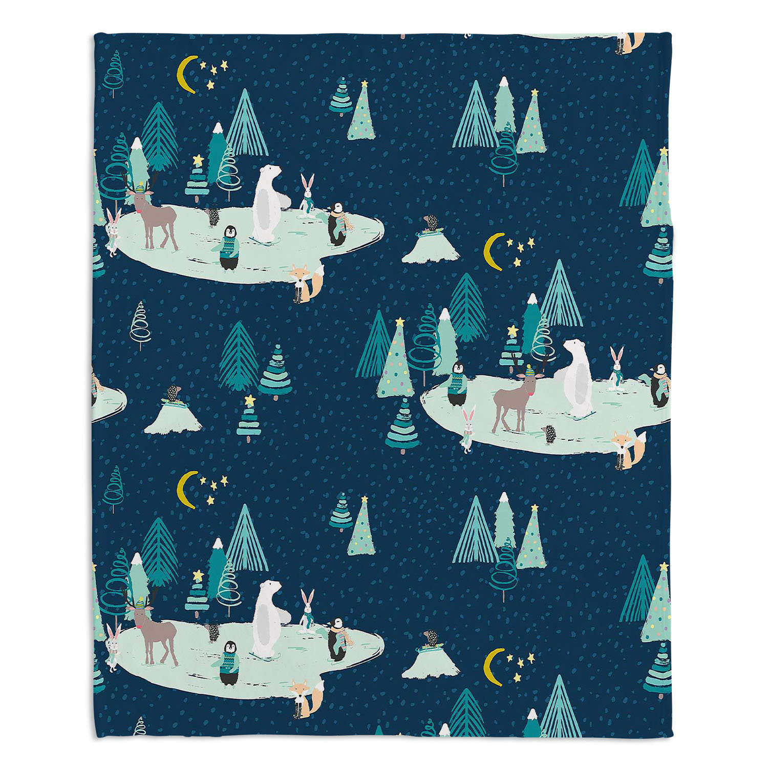 DiaNoche Designs Wildlife Night Ice Skating I Blanket | Wayfair