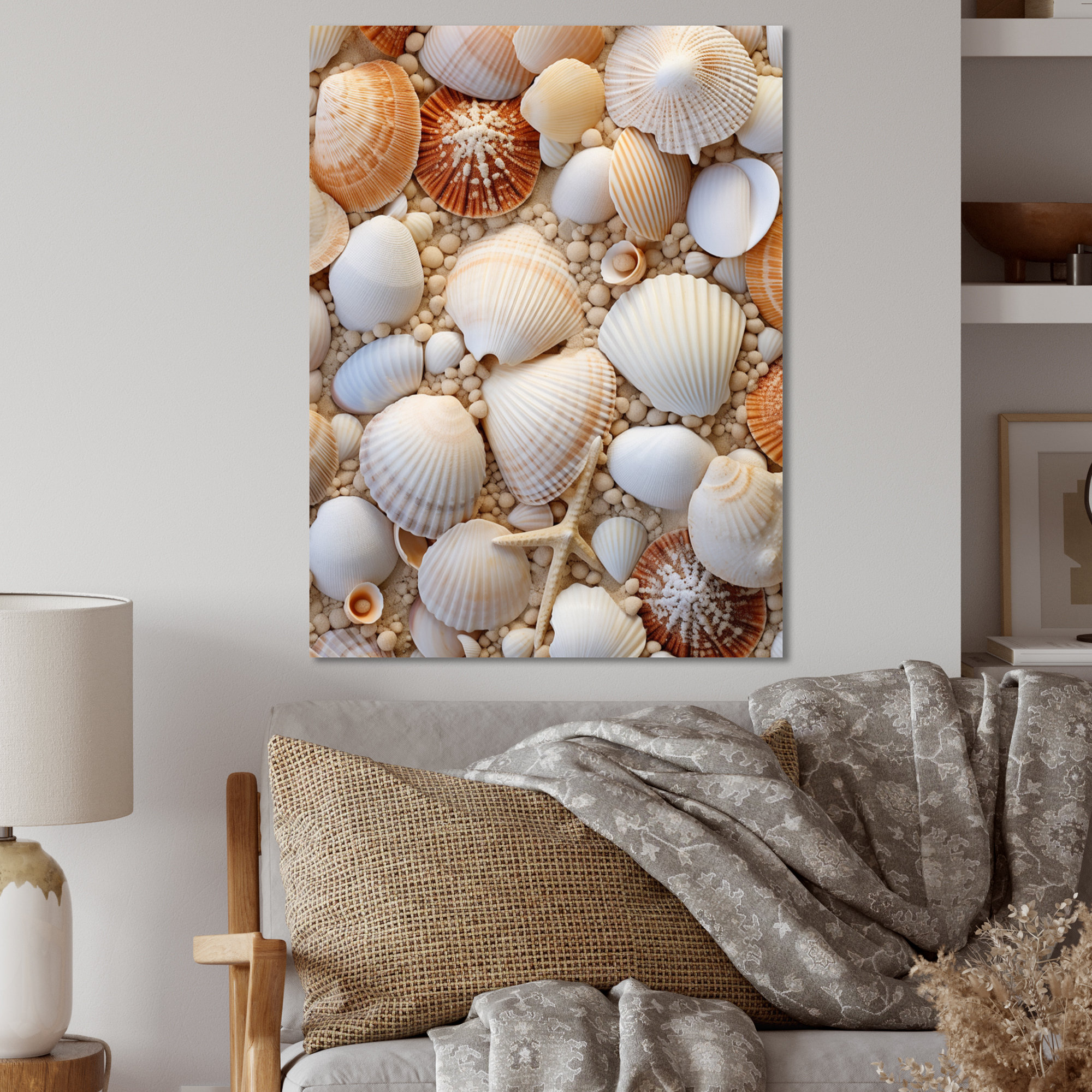 Highland Dunes Beige Clam Nautical Treasures II - Animals Metal Wall ...