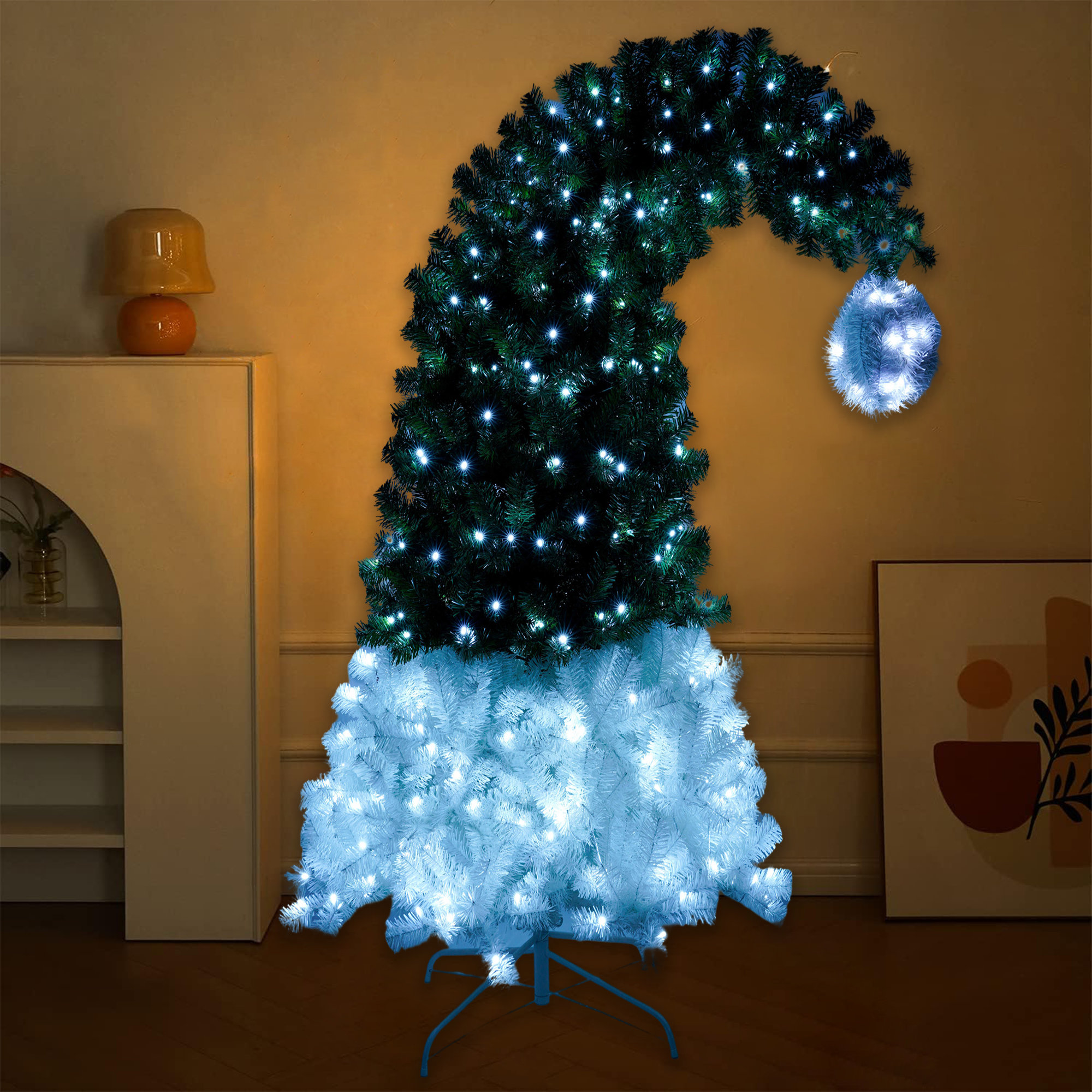 The Holiday Aisle® 7 Ft Green Artificial Santa Hat Style Christmas Tree ...