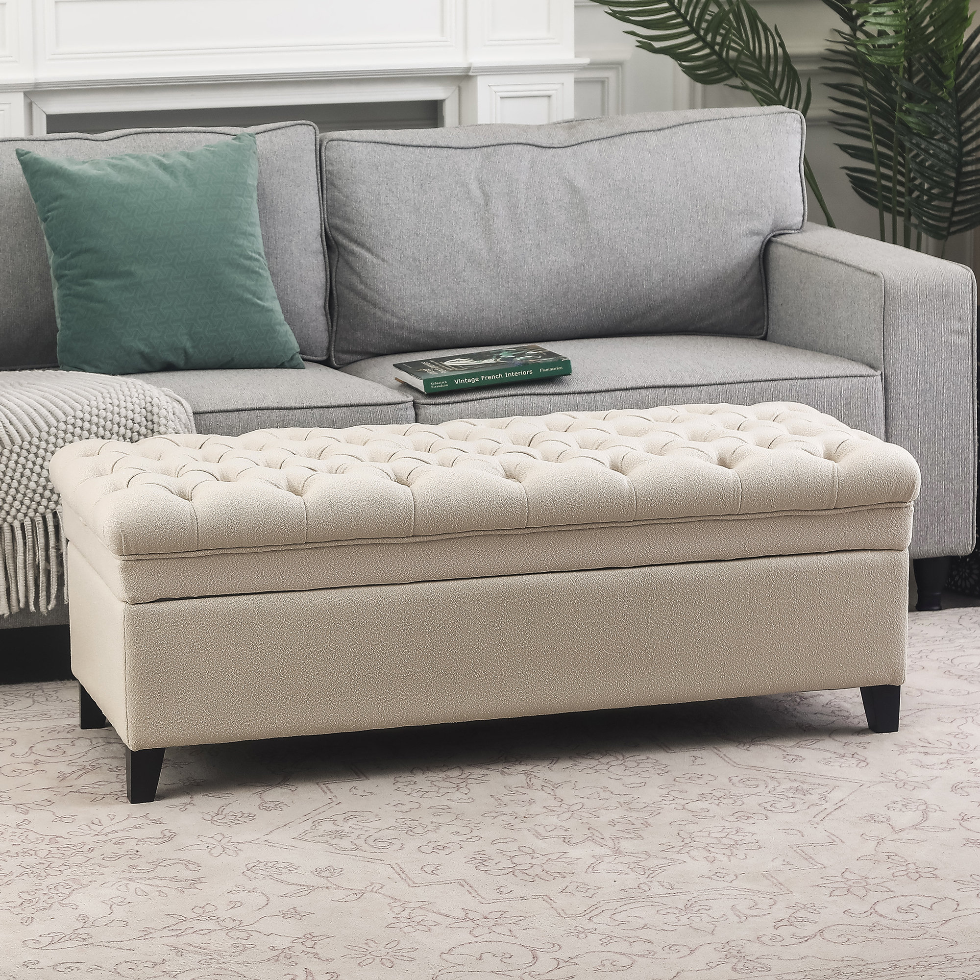Charlton Home® Rodrick 47'' Wide Tufted Rectangle Storage Ottoman ...