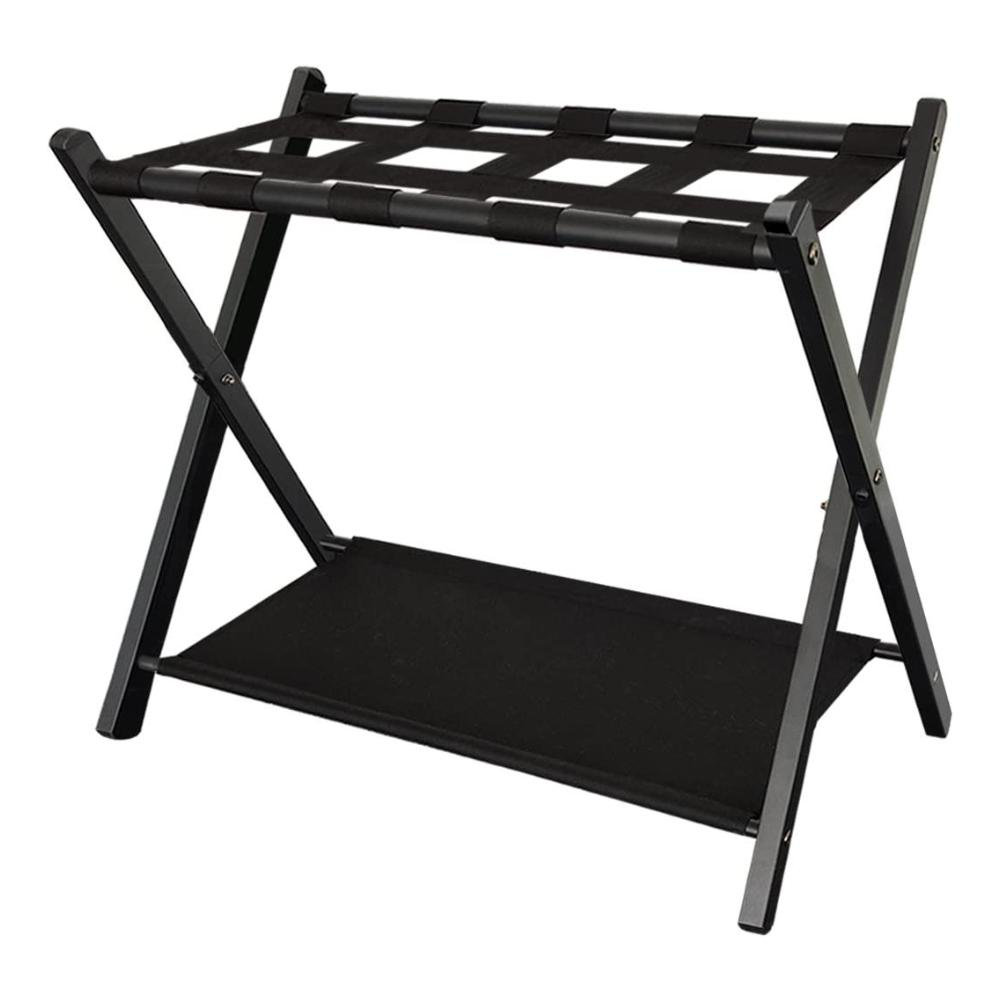 COOREL Folding Luggage Rack Stand With Shelf, Foldable Metal Suitcase ...