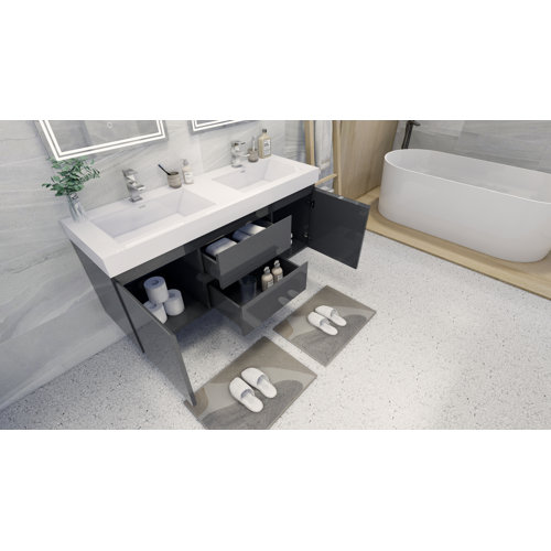 Wade Logan® Hartt 60'' Double Bathroom Vanity with Top & Reviews | Wayfair