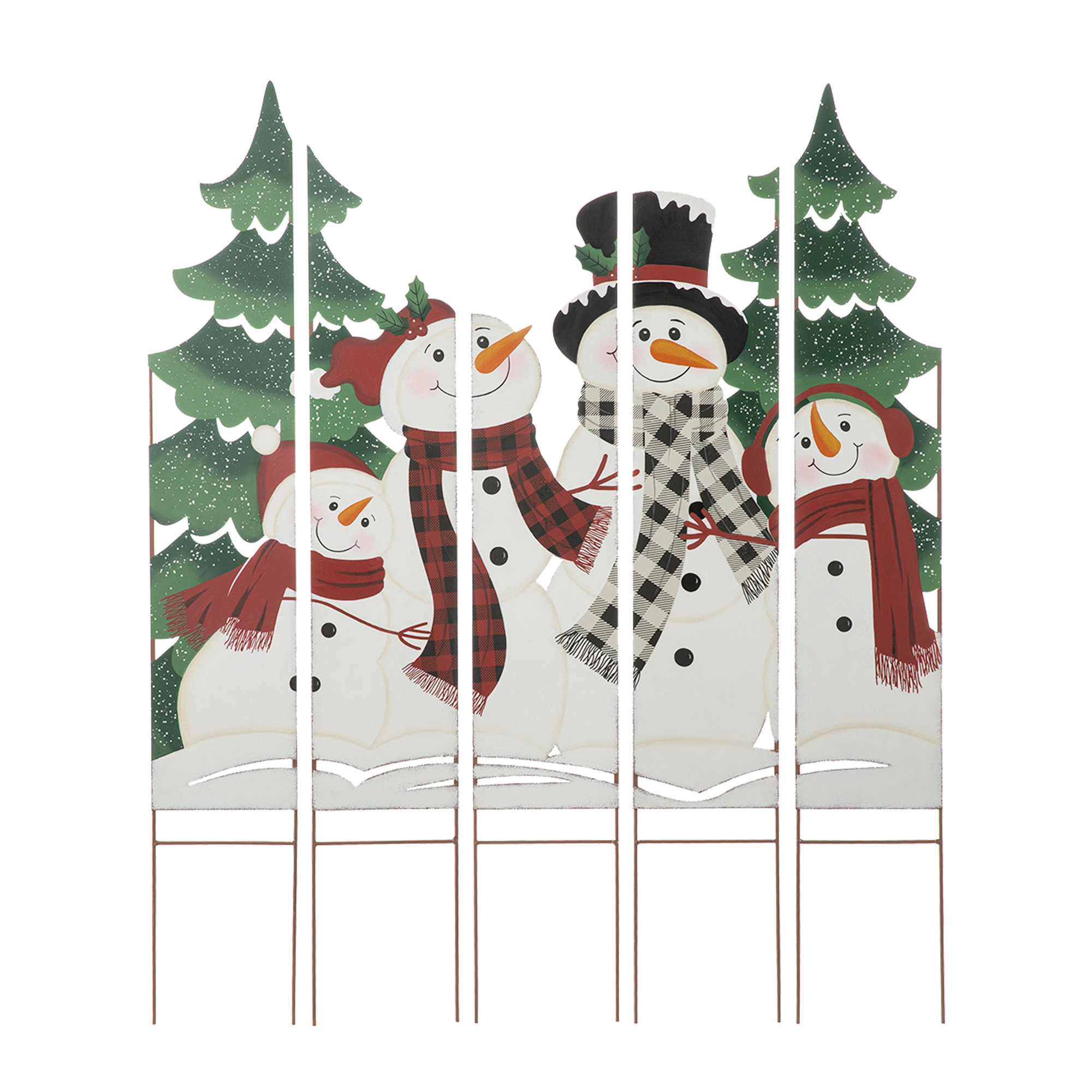 The Holiday Aisle® Jyrin Metal Snowman Family Garden Stake & Reviews ...