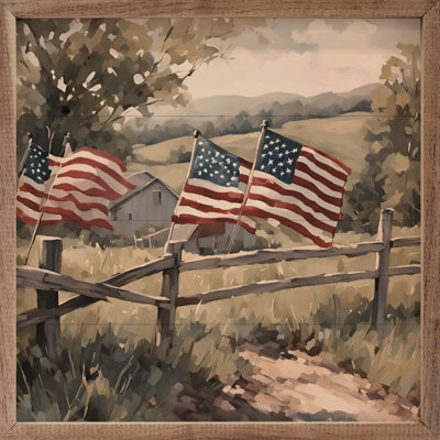 Winston Porter " Flags On Wooden Fence " on Wood | Wayfair