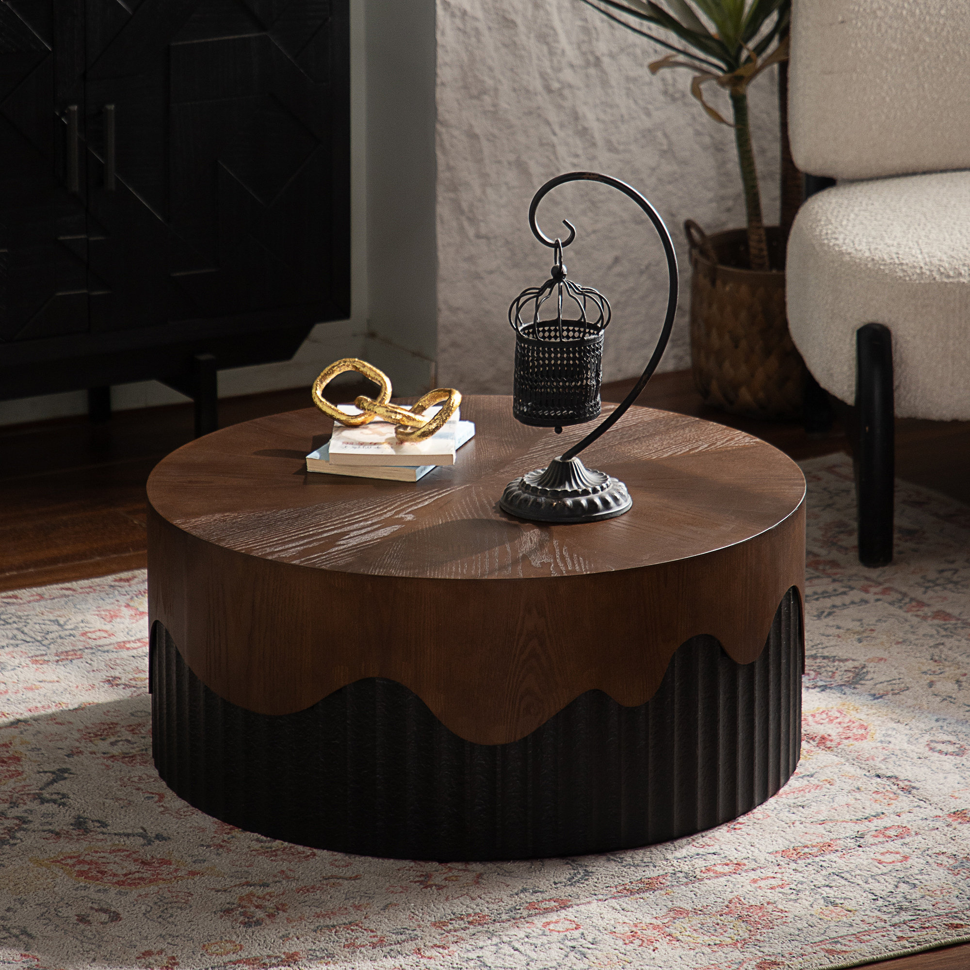 Red Barrel Studio® Round Coffee Table Handcrafted Relief Sturdy ...