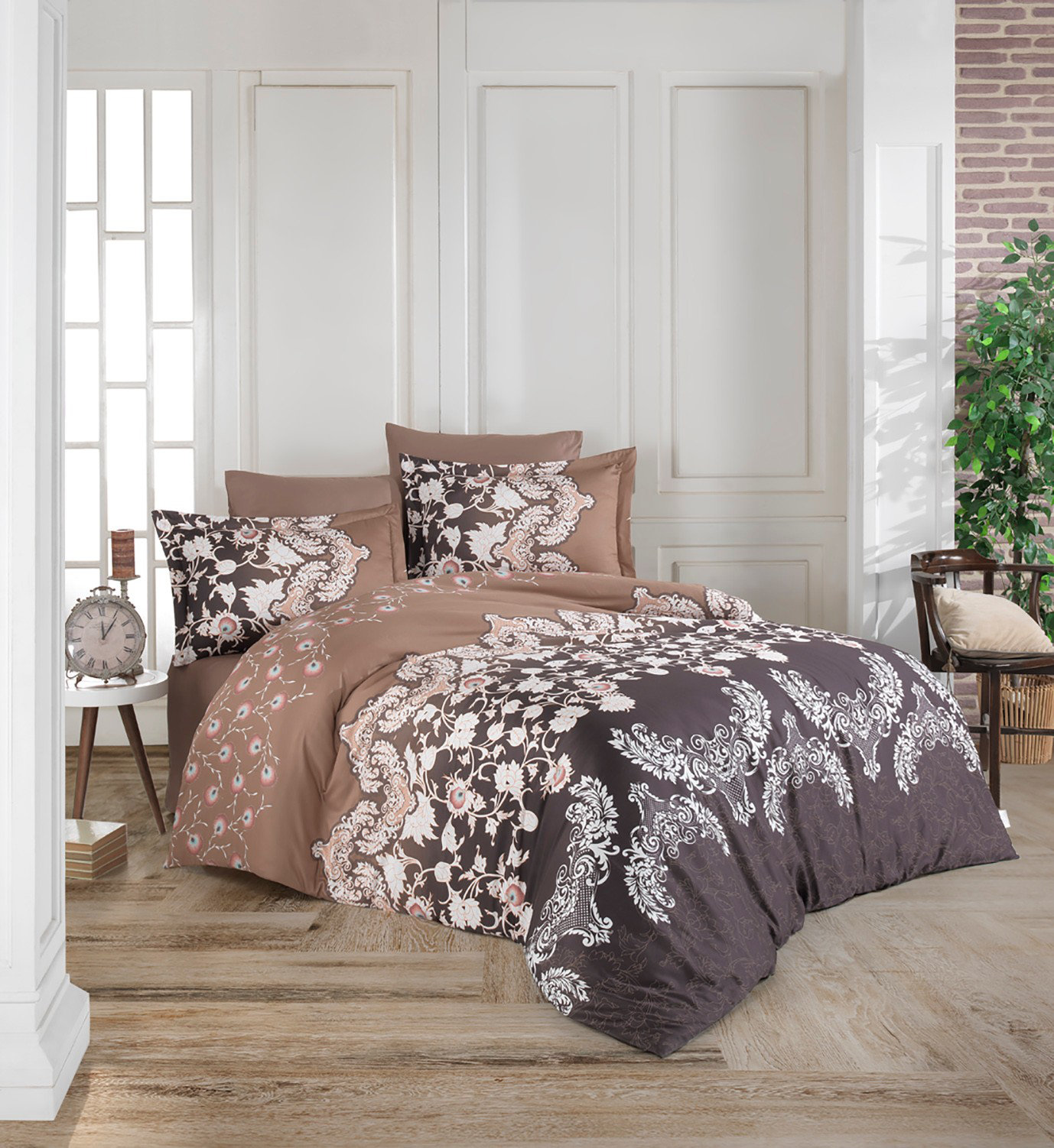 Asir Group INC Abingd Brown/Beige 100% Cotton 6 Piece Duvet Cover Set ...