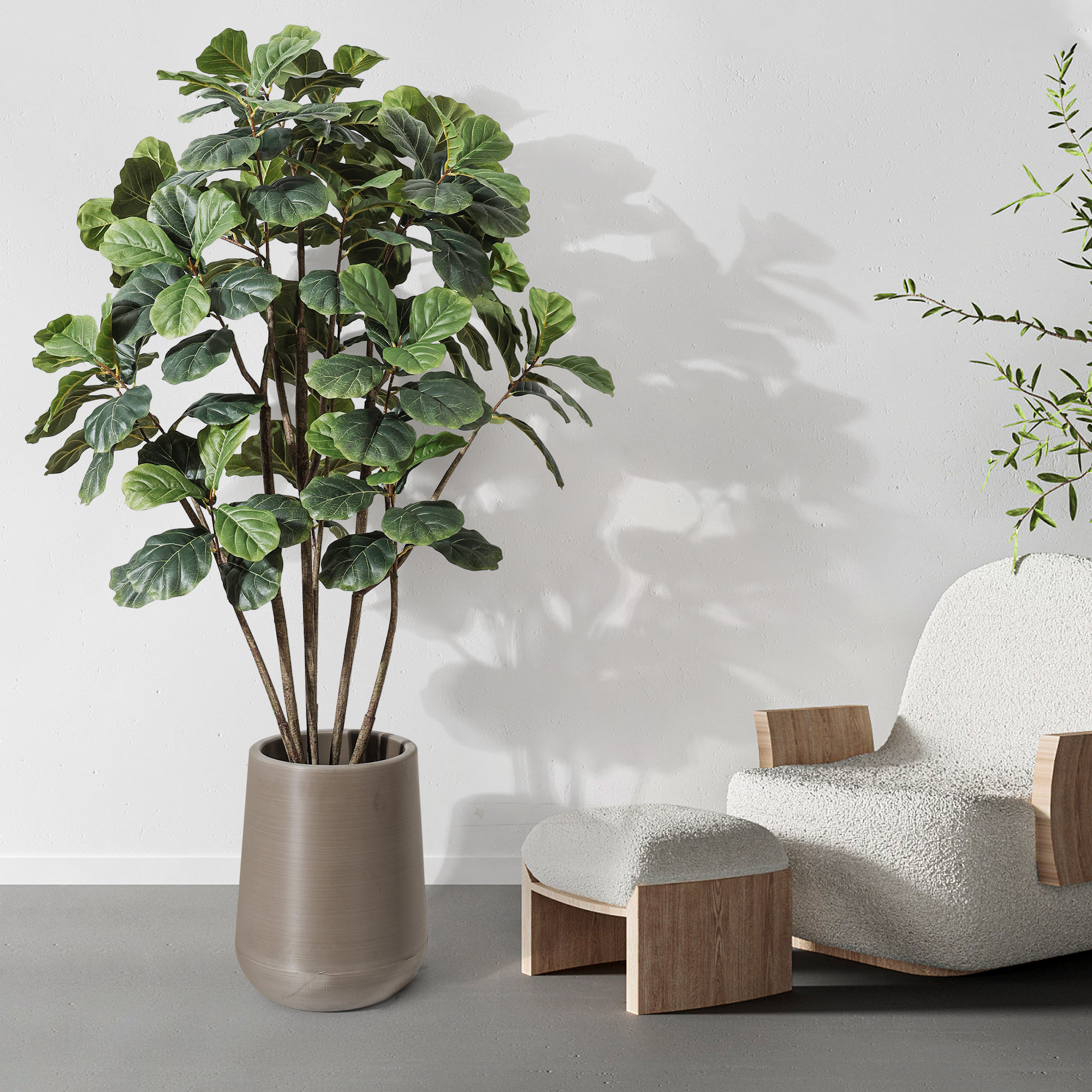 Primrue 72'' Tall Artificial Fiddle Leaf Fig Tree in Black Pot for Home ...