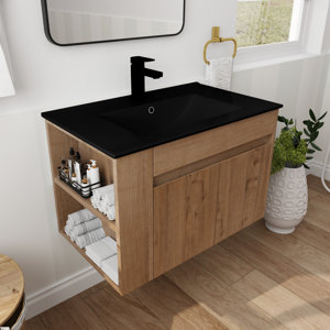 Millwood Pines Gonesse 30“ Wall-Mounted Single Bathroom Vanity Set ...