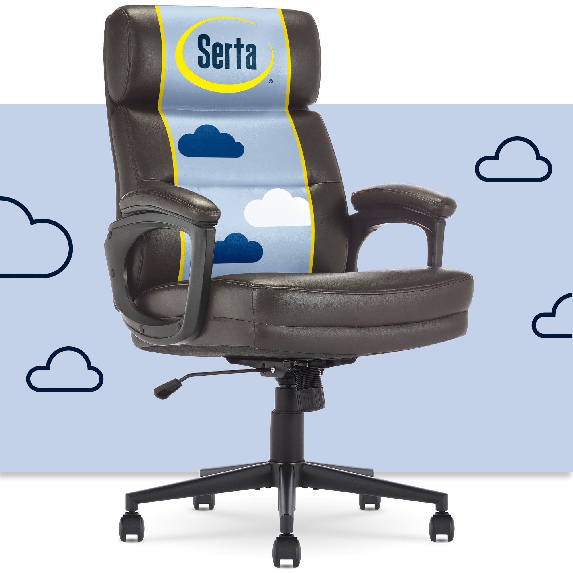 Serta Comfort Executive Office Chair, Ergonomic Mid-Back, Semi Plush ...