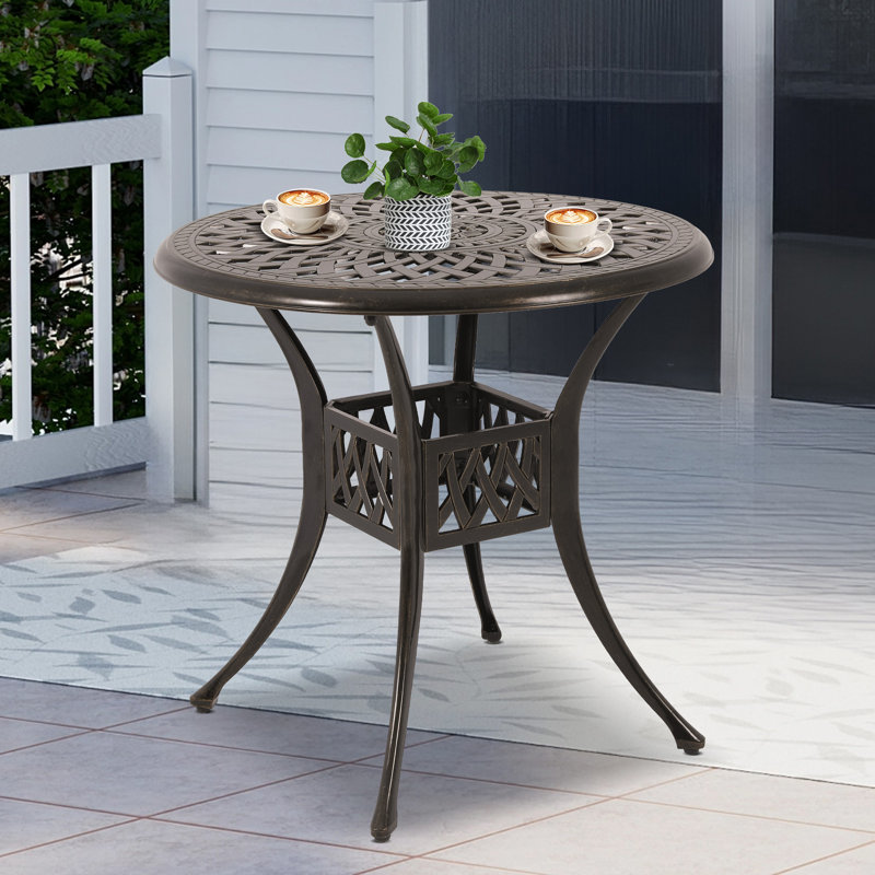 Fleur De Lis Living Leatherwood Cast Aluminum Bistro Table & Reviews ...