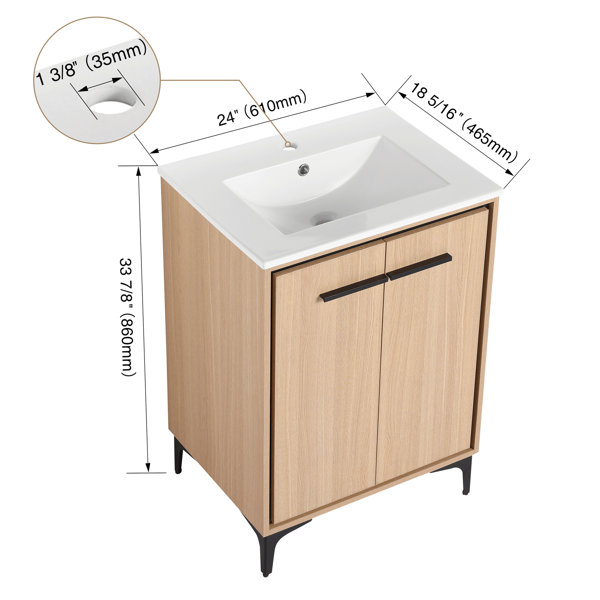 Ebern Designs Bathroom Vanity, Double Door Storage, Engineered Wood ...
