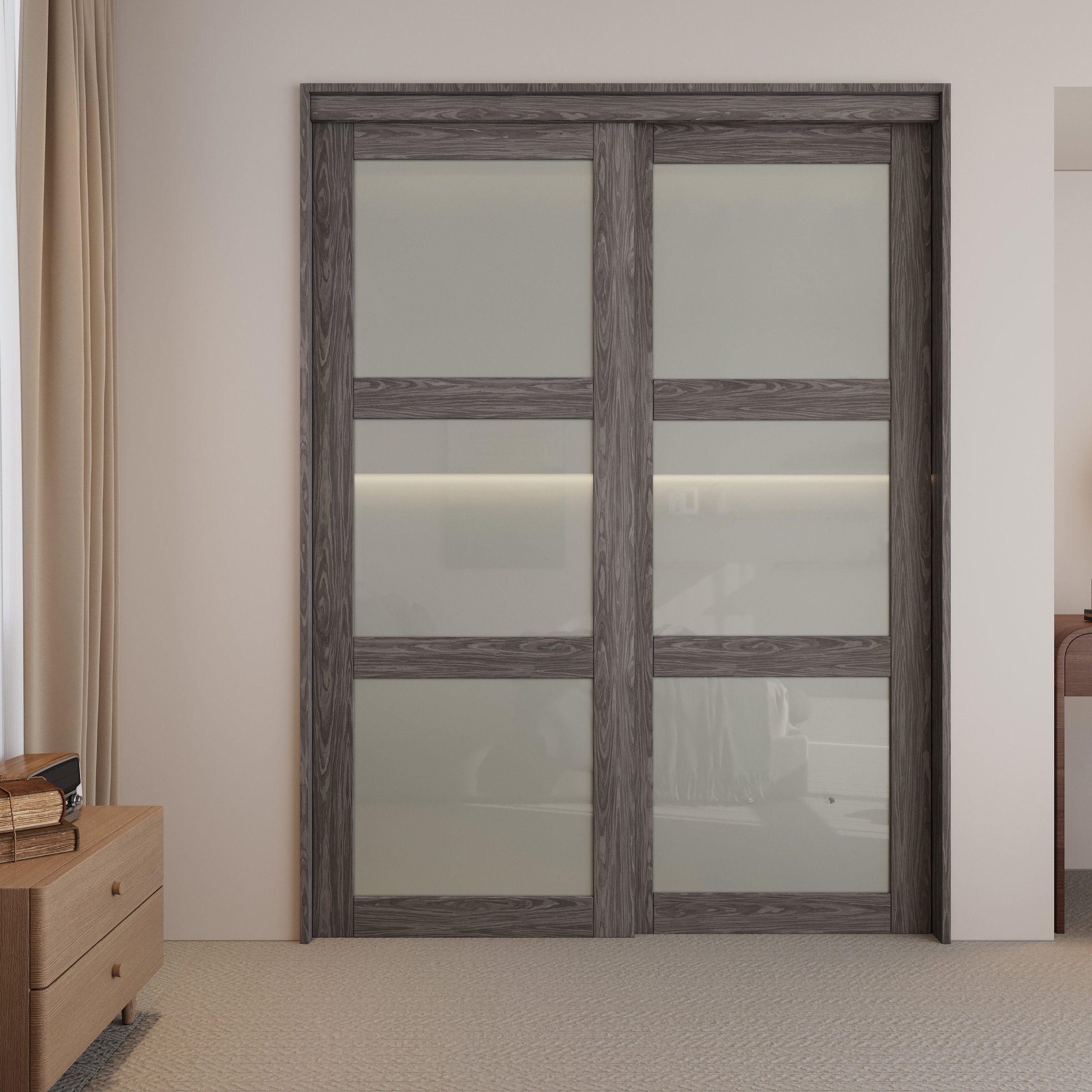 ARK DESIGN 80" Pantry Closet Sliding Doors with Installation Hardware ...