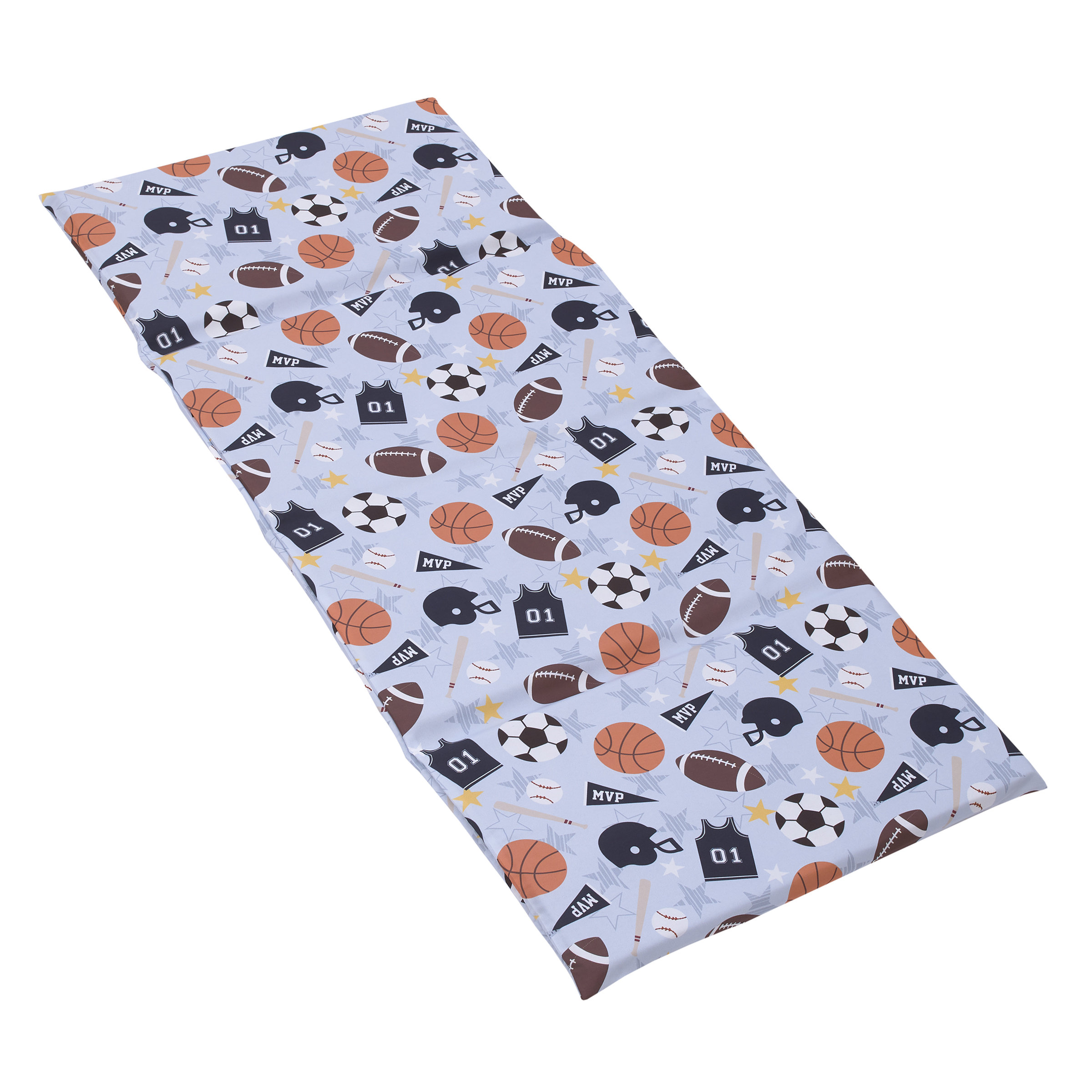 Mason & Marbles Sports Gray, Navy, Orange, and Brown Preschool Nap Pad ...