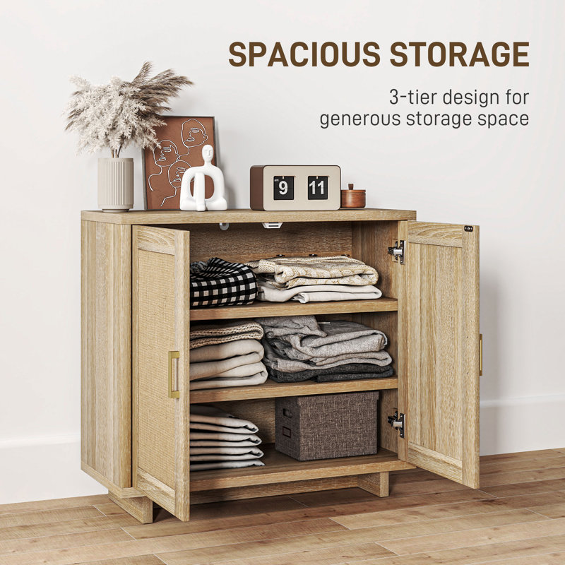Bay Isle Home™ Kitchen Storage Cabinet with Linen Doors and Adjustable ...