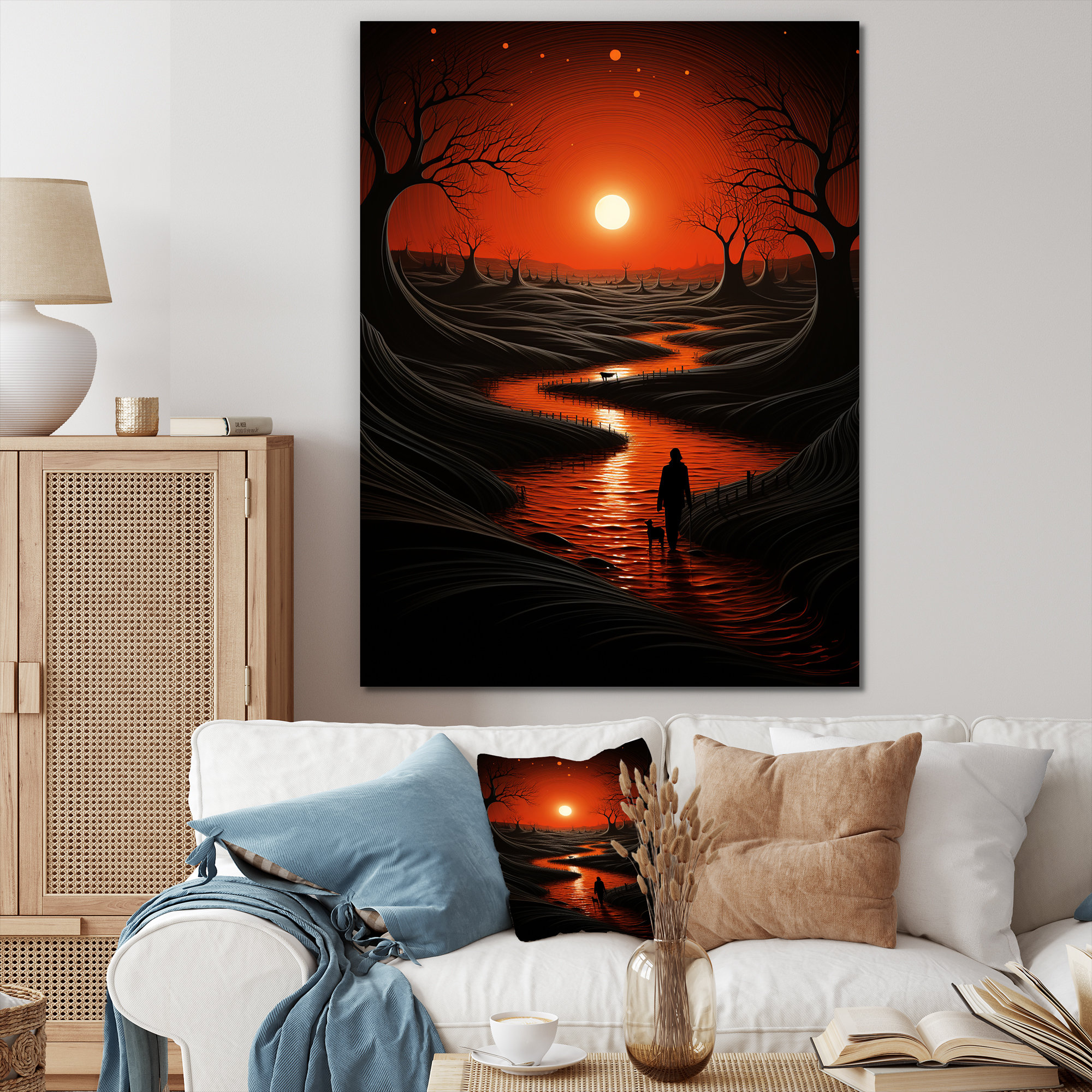 Millwood Pines Magical Sunset over Minimal River Landscape I - Print ...
